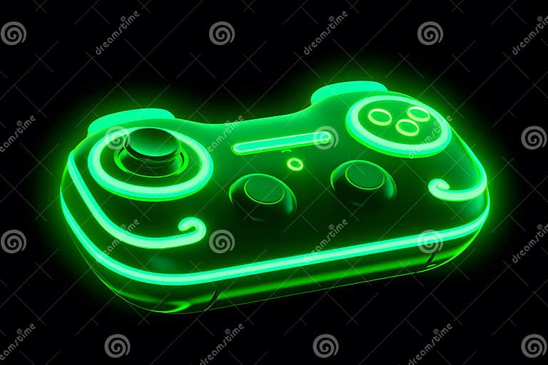 Neon Game Controller or Joystick for Game Console. Neural Network AI Generated Stock ...