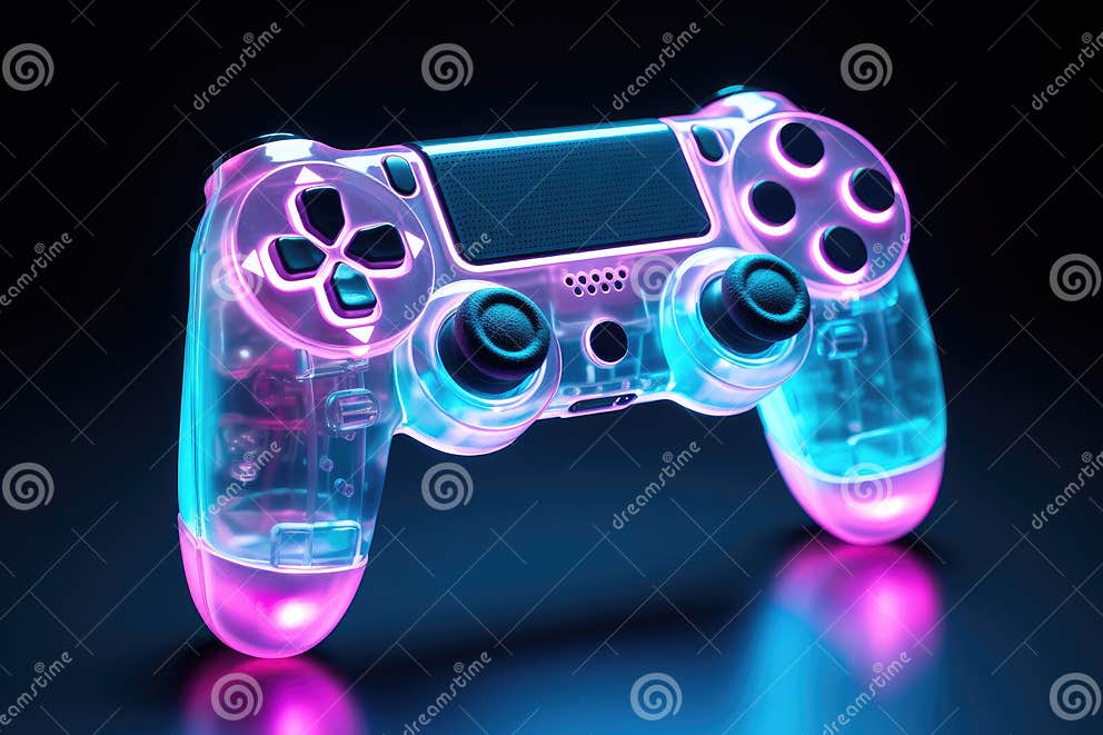 Neon Game Controller or Joystick for Game Console Stock Illustration ...