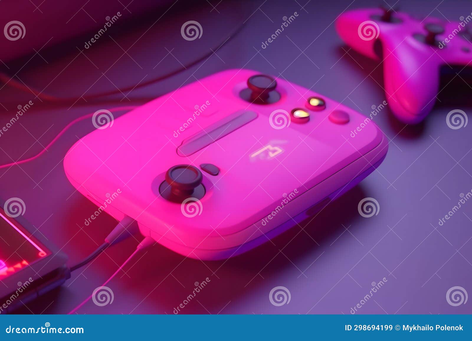 Neon Game Controller or Joystick for Game Console. Neural Network AI Generated Stock Image ...