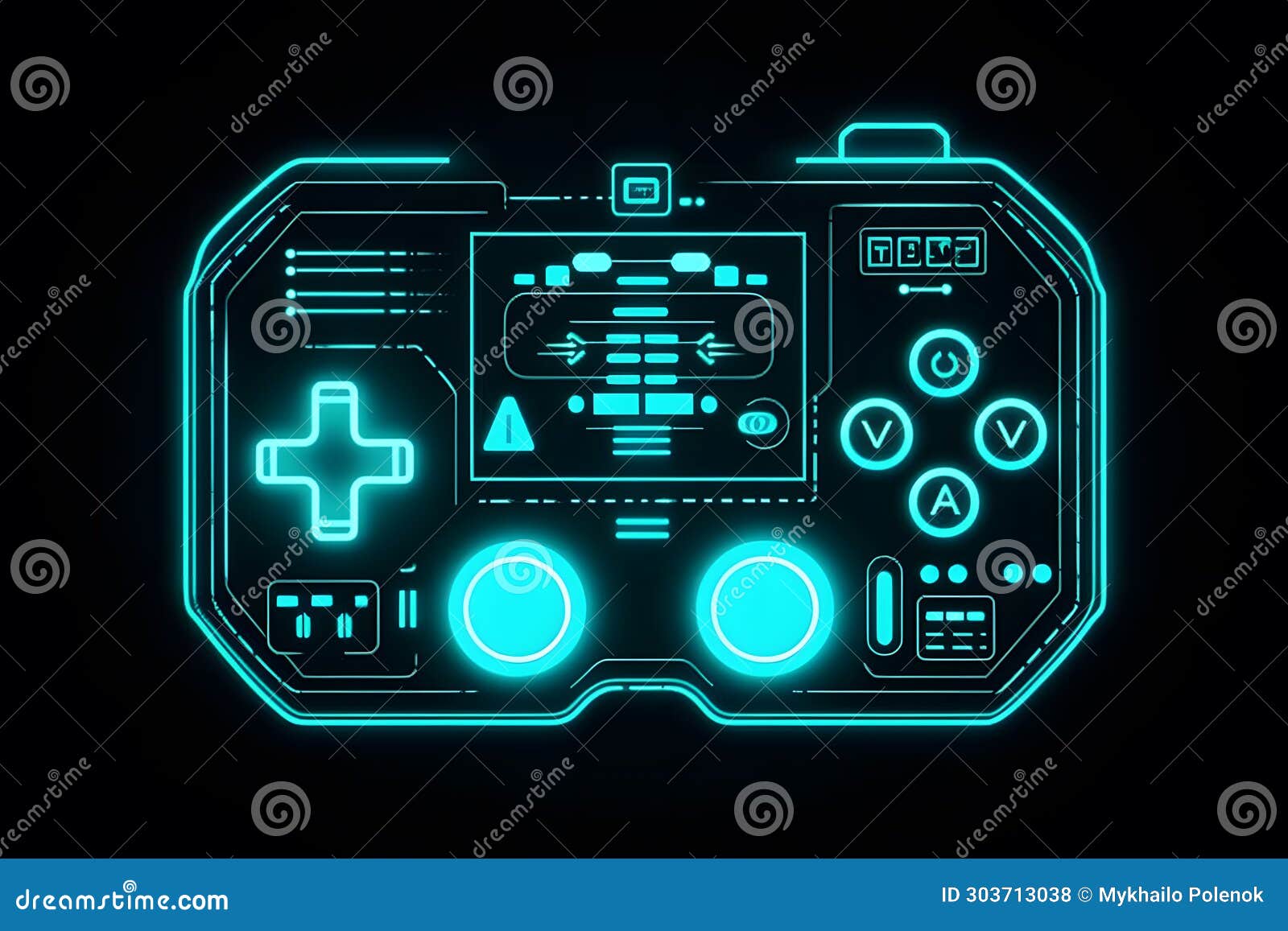 Neon Game Controller or Joystick for Game Console. Neural Network AI Generated Stock Photo ...
