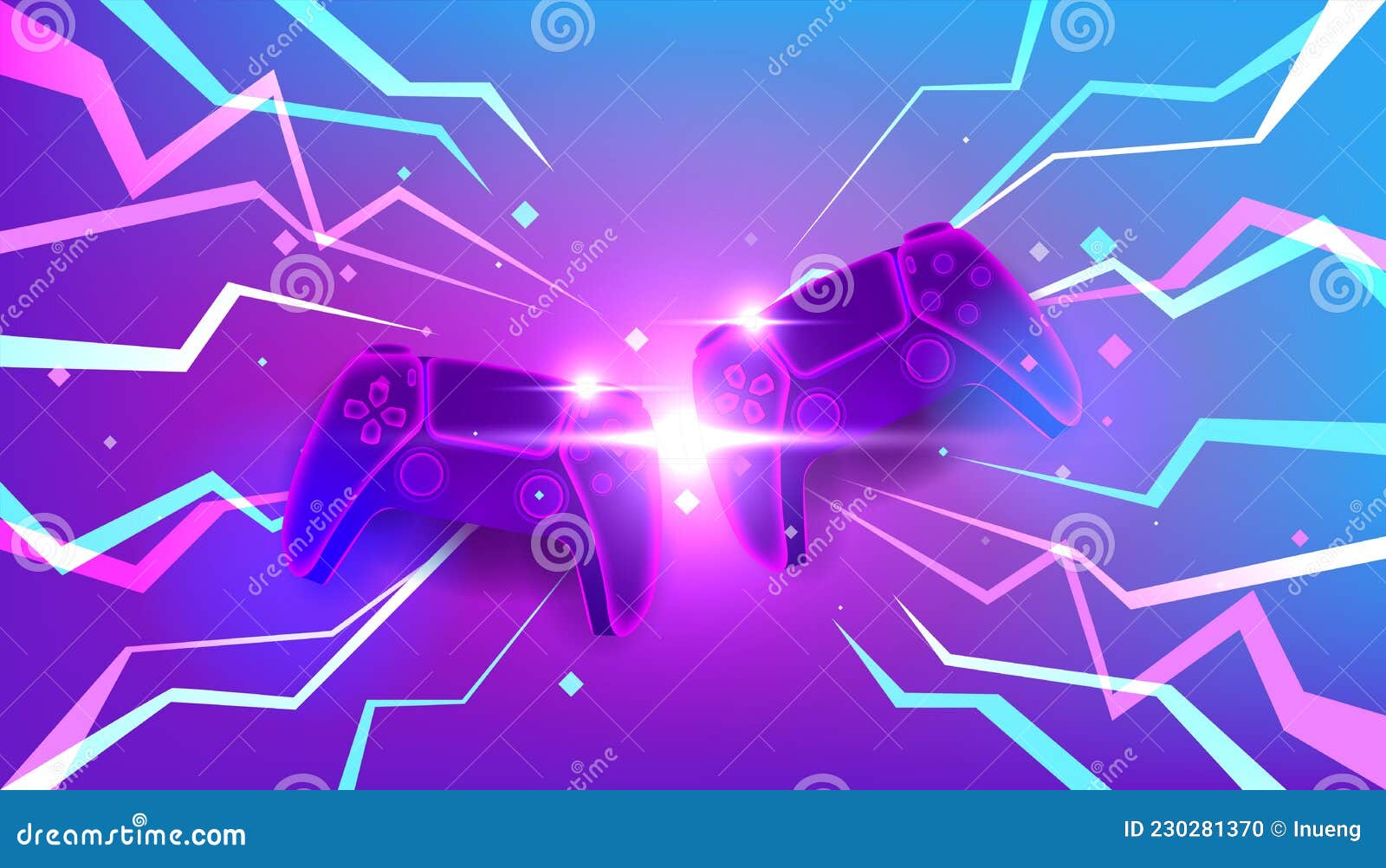 Neon Game Controllers or Joysticks for Game Console Stock Vector ...