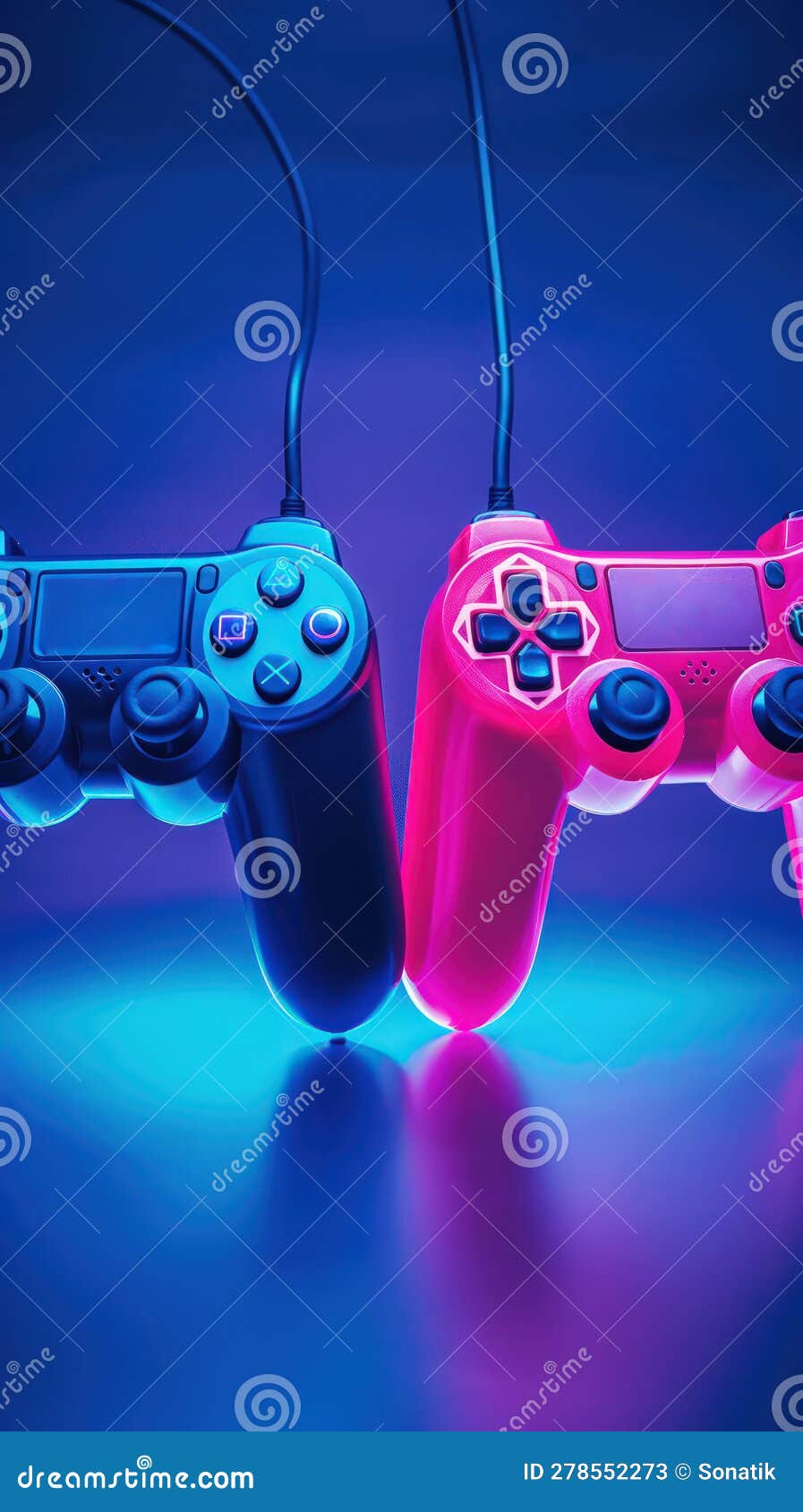 Neon Gaming Joysticks by Generative AI Stock Illustration ...