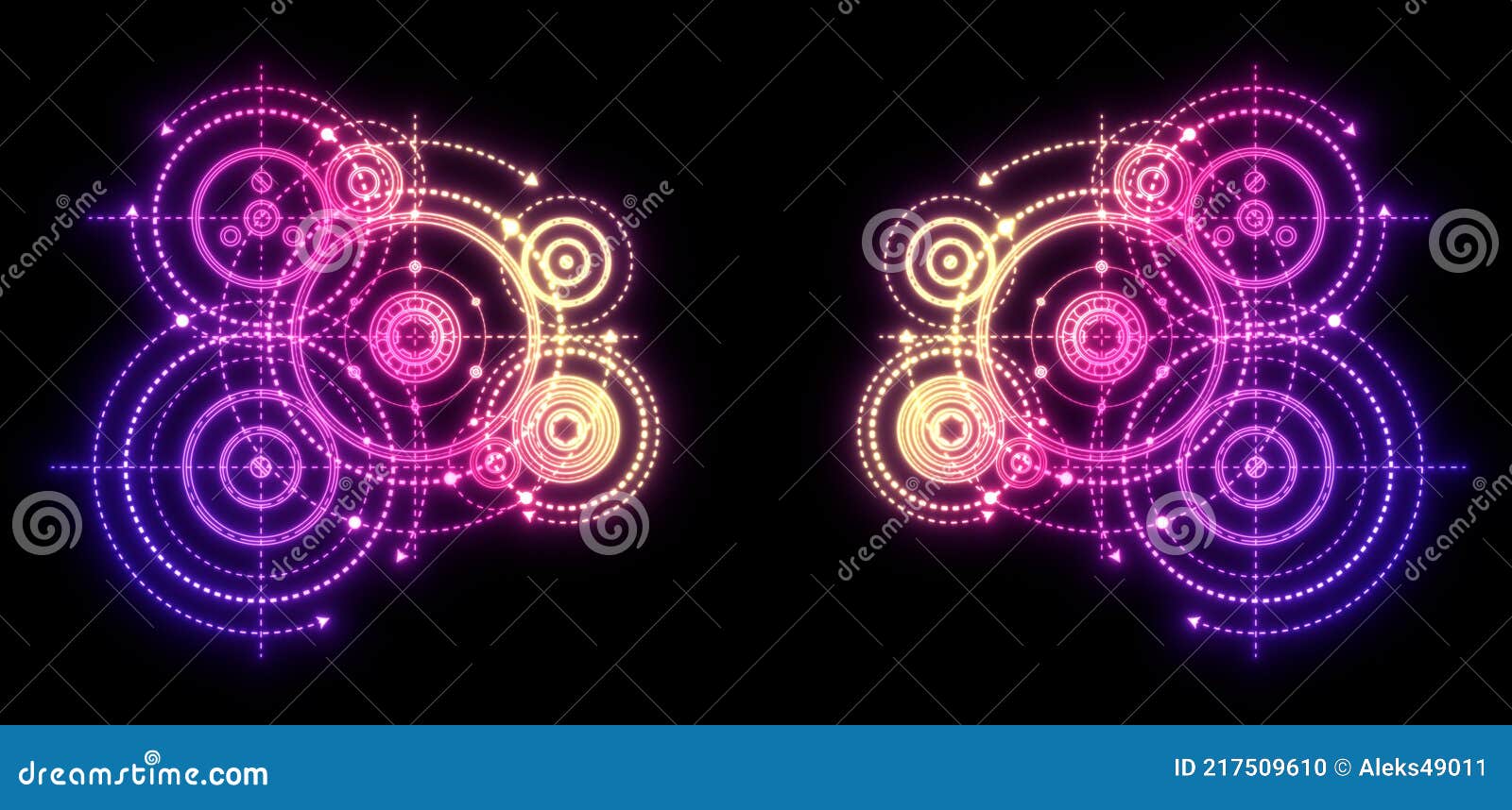 Neon Gears.Technical Engineering Banner.Rotating Gear.Machine ...