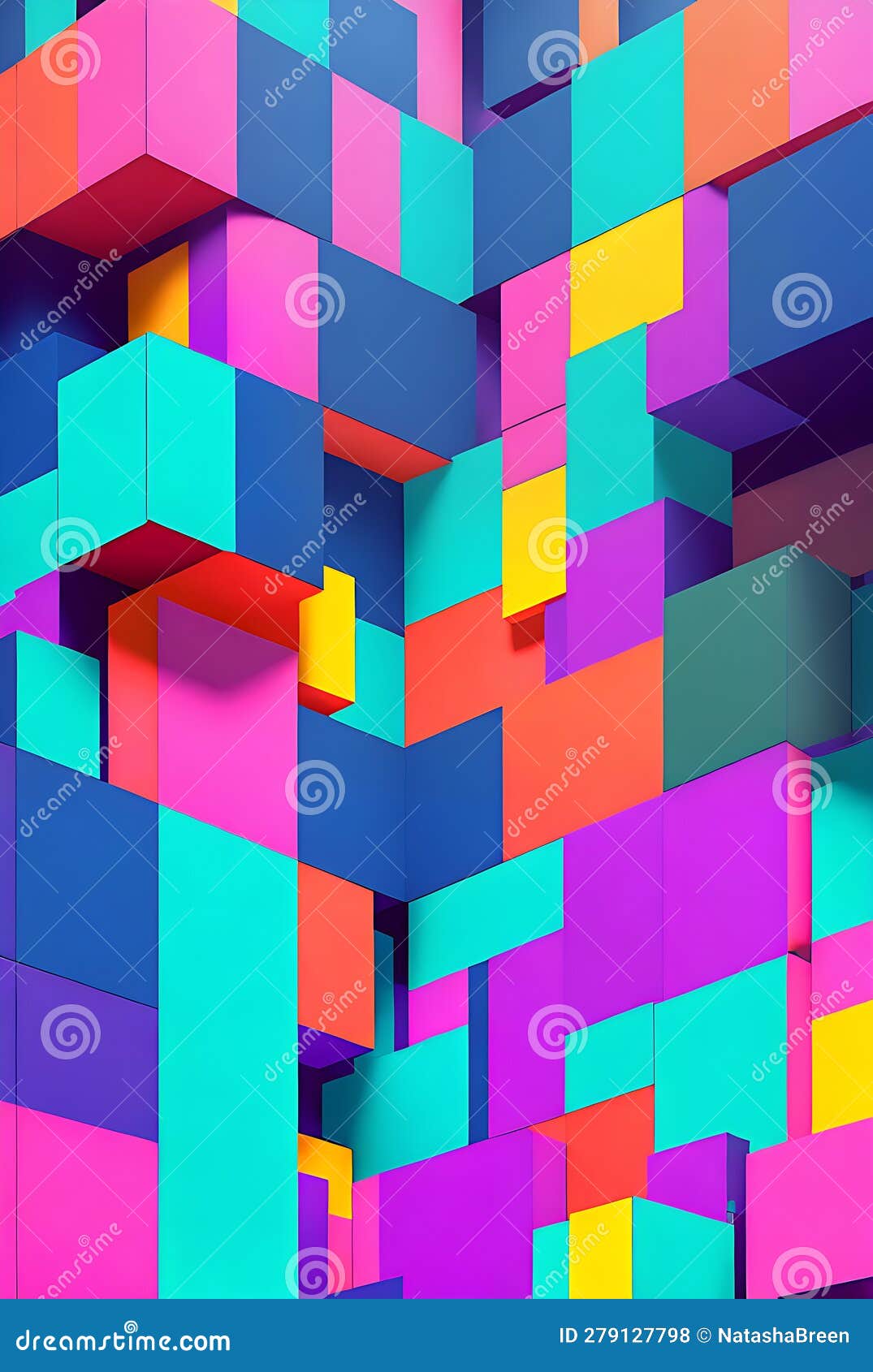 Neon Geometric Panels with Kodachrome Colors. Stock Illustration ...
