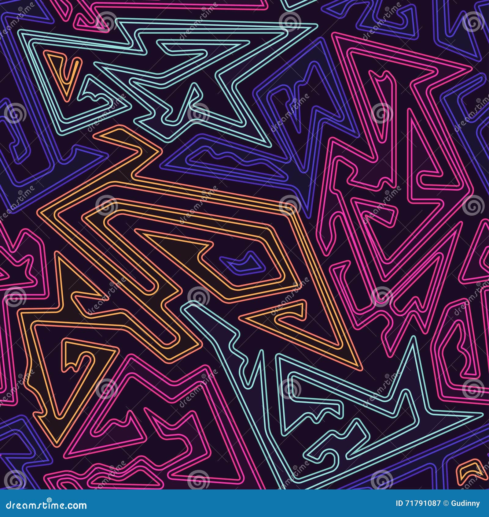 Neon Geometric Seamless Pattern Stock Vector - Illustration of fabric ...