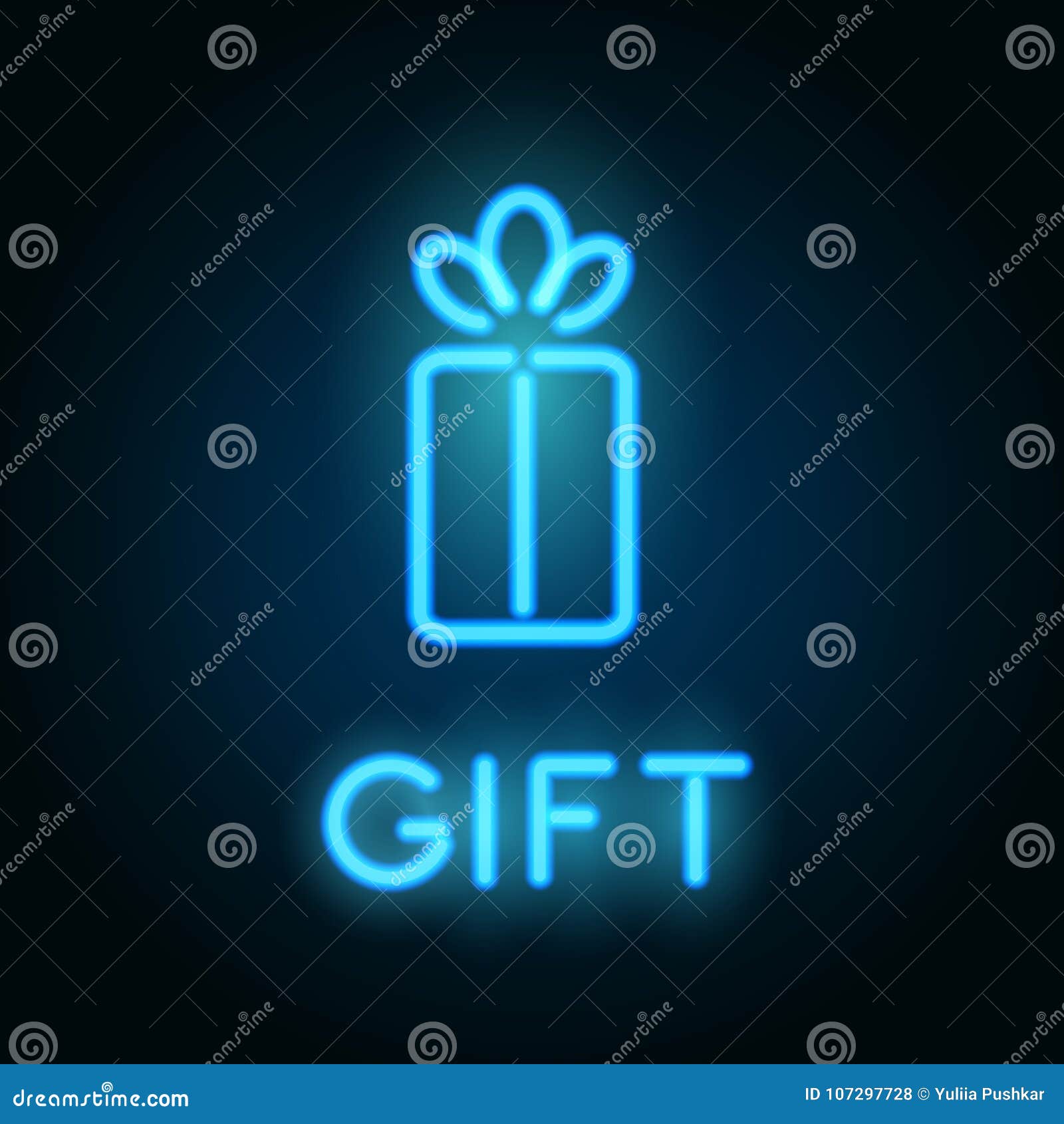 Neon Gift Box With Ribbon Sign. Prize, Present, Win, Bonus, Reward ...