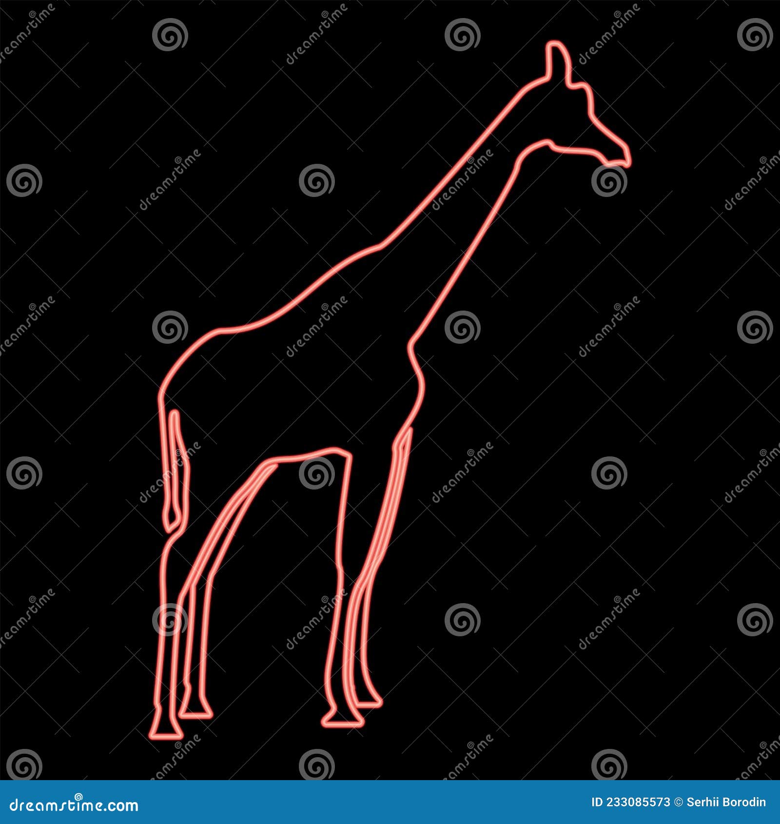 Neon Giraffe Red Color Vector Illustration Flat Style Image Stock ...