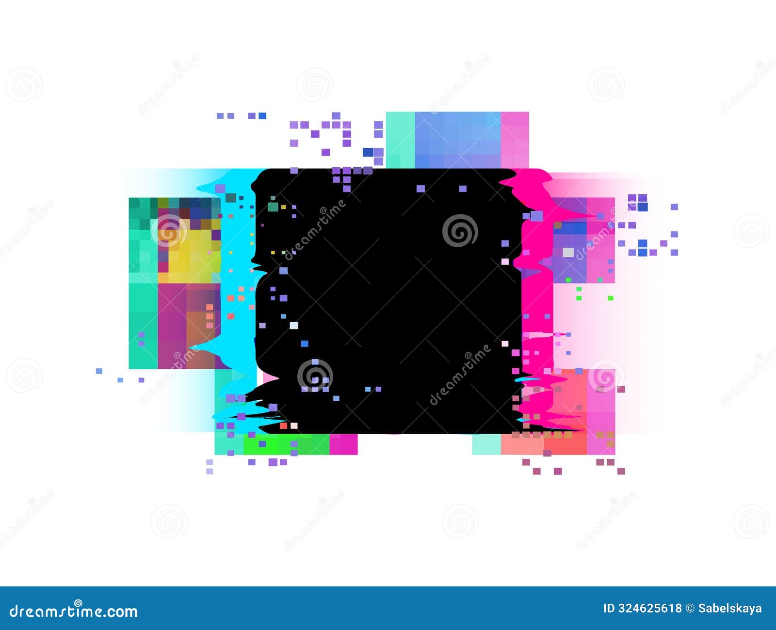 Neon Glitch in a Square Frame on an Isolated Background. Stock ...