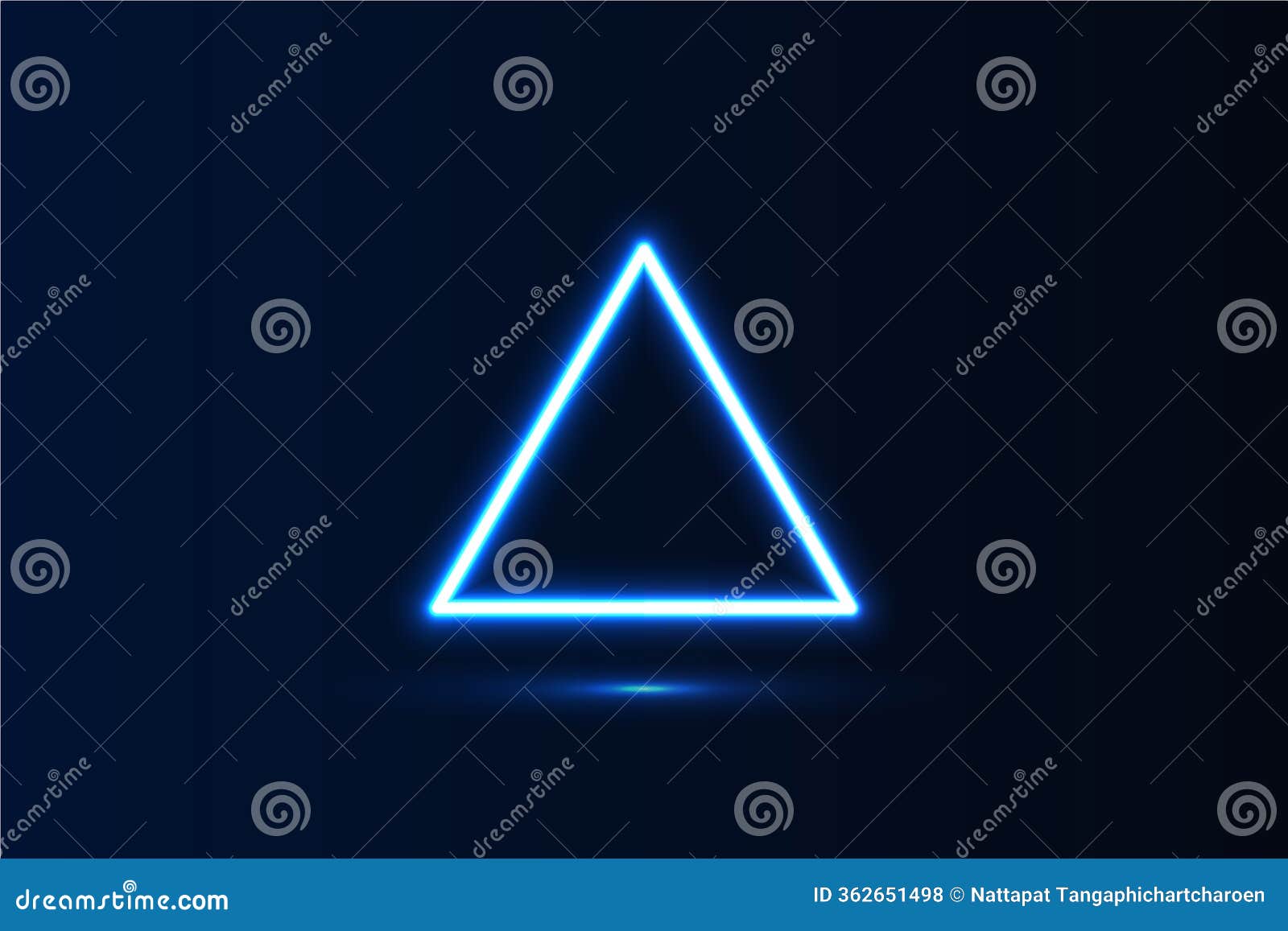 Neon Glow Blue Light Geometric Shape Triangle and Shadow, Vector ...