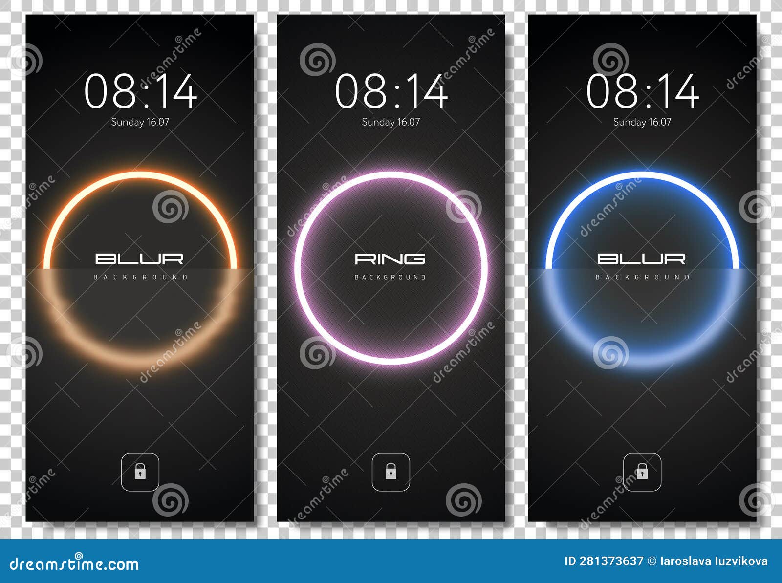 Neon Glow Circle Wallpapers Set for Smartphone with Glassmorphism ...