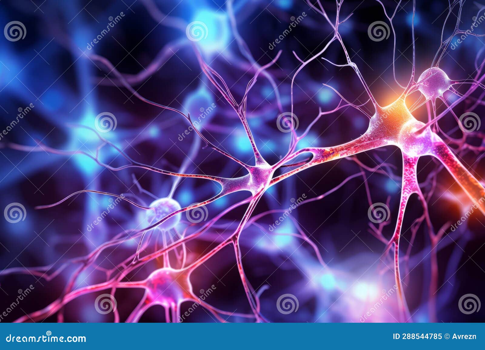 Neon Glow Of Neural Synapses Weaving Intricate Connections Generative Ai Stock Illustration