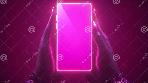 Neon Glow Phone Abstract 3D Render Stock Illustration - Illustration of ...