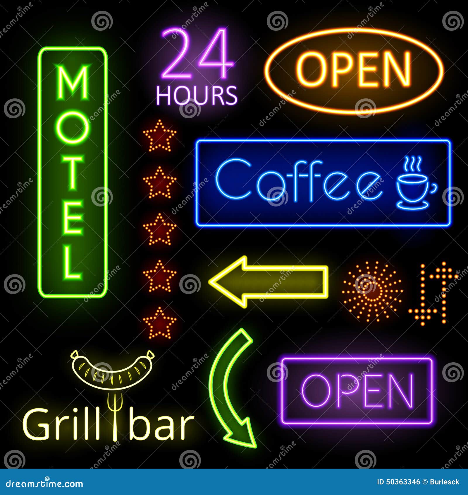 Neon glow signs stock vector. Illustration of element - 50363346
