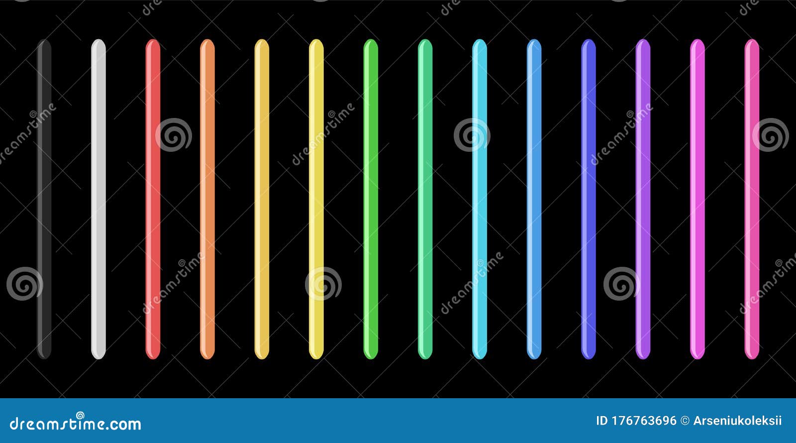 Neon glow sticks. stock vector. Illustration of black - 176763696