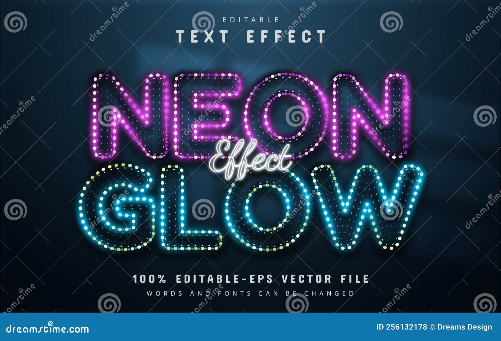 Neon Glow Text Effect Editable Stock Vector - Illustration of text ...