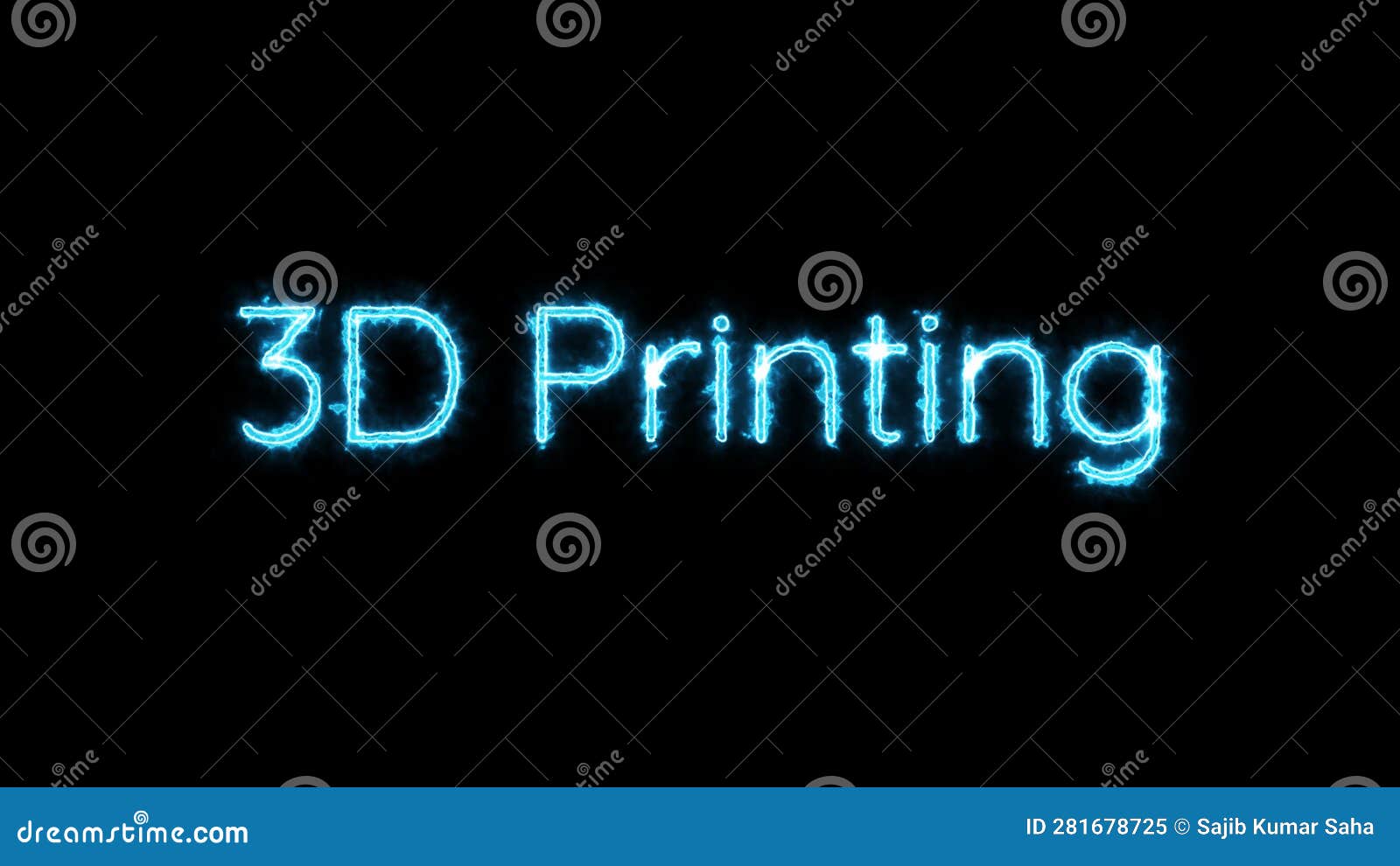 Neon Glowing Abstract 3D Printing Text Icon Illustration Stock ...