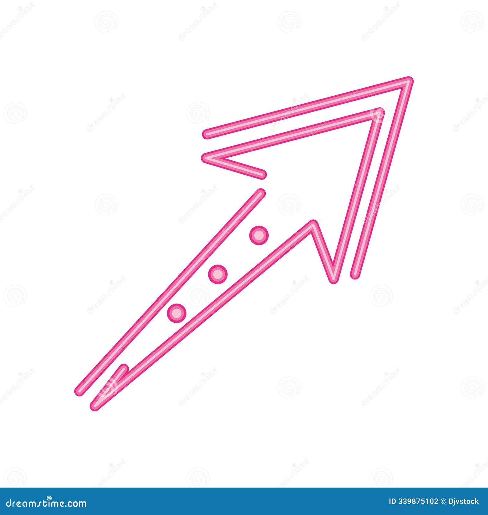 Neon glowing arrow pointer stock illustration. Illustration of isolated ...