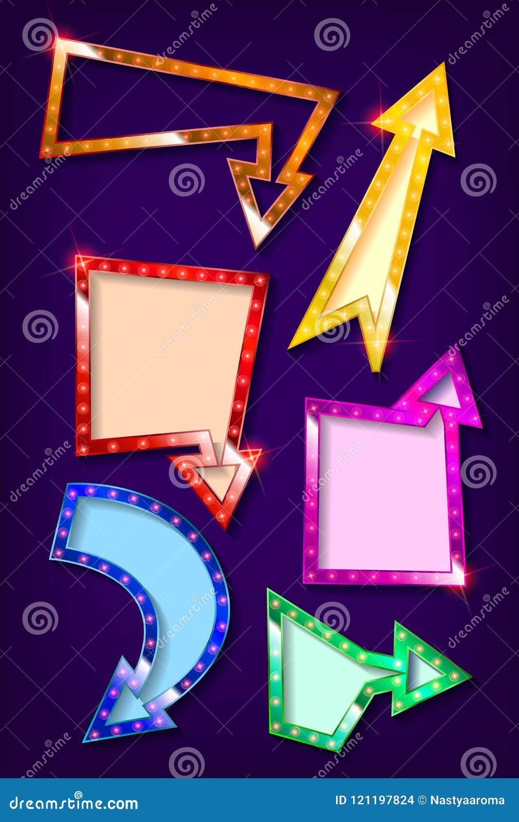 Neon Glowing Arrow Pointer Set Stock Vector - Illustration of ...