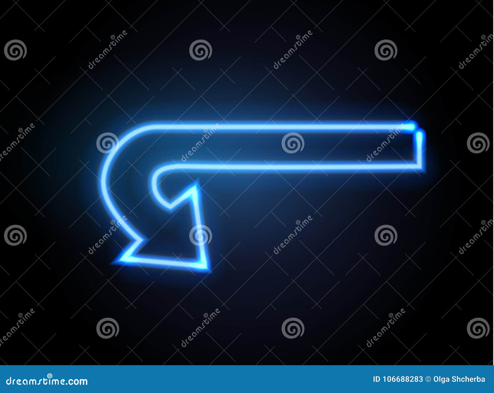 Neon Glowing Arrow Pointer Set on Dark Background. Stock Vector - Illustration of frame, light ...