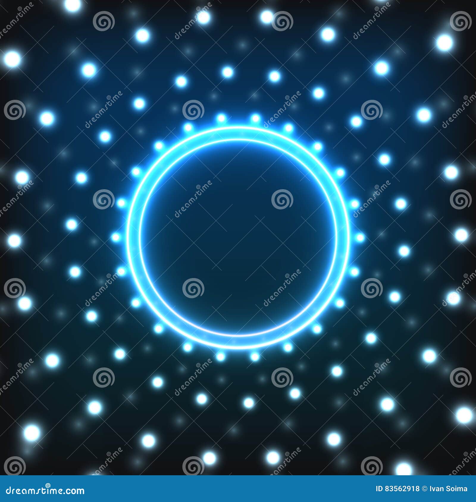 Neon, Glowing Circle on Abstract Background Stock Vector - Illustration ...
