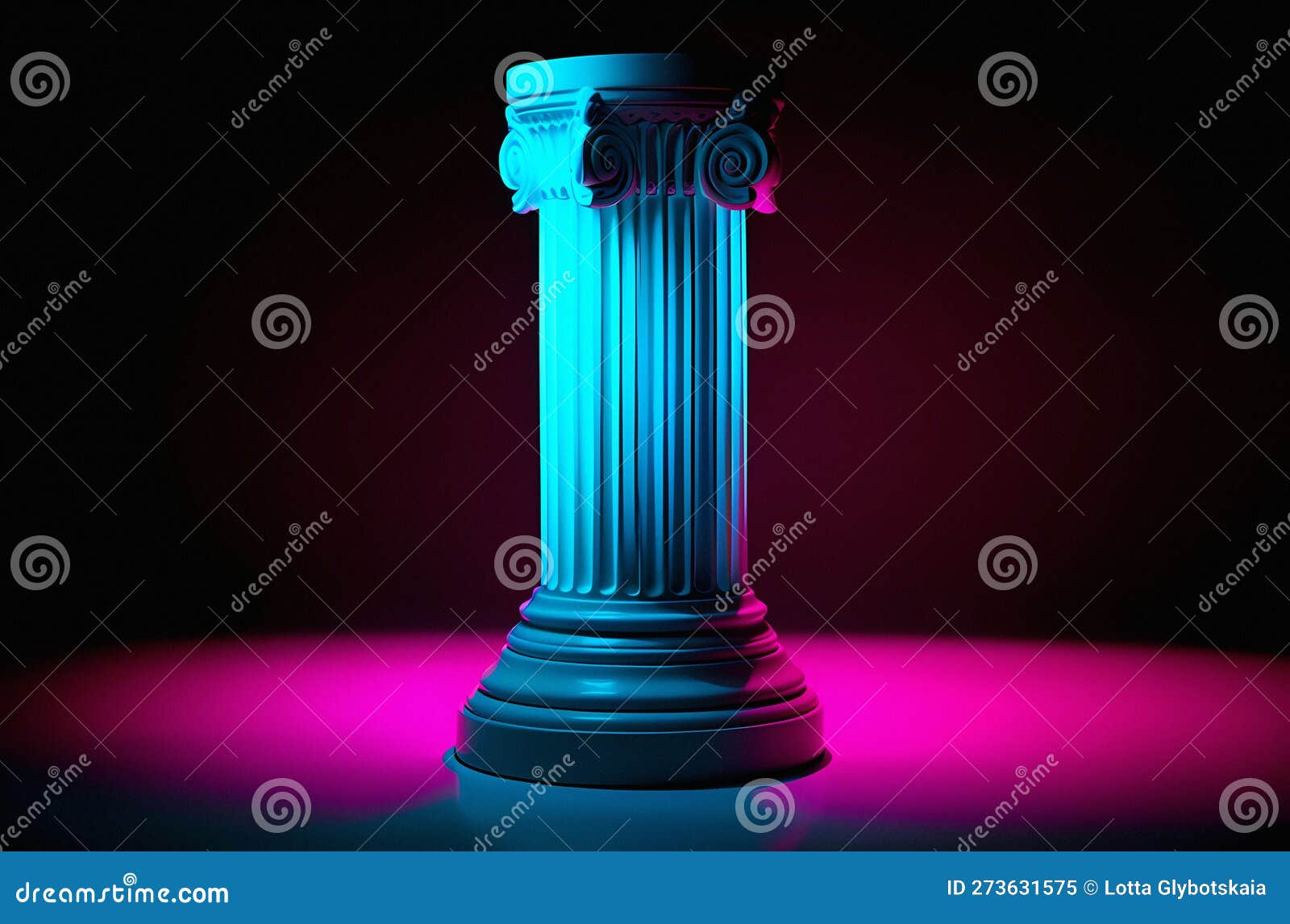 Neon Glowing Column Pillar 3d Scene Abstract in Stock Image - Image of ...