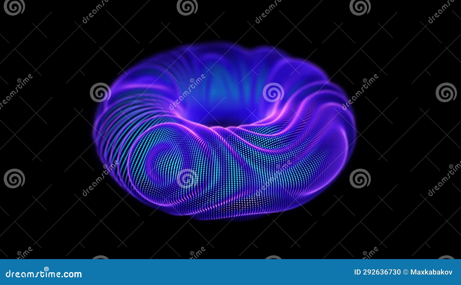 Neon Glowing 3D Torus with Moving Waving Pixelated Surface Stock ...