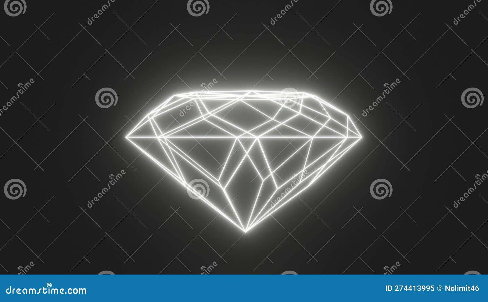 Neon glowing diamond stock illustration. Illustration of lineart ...