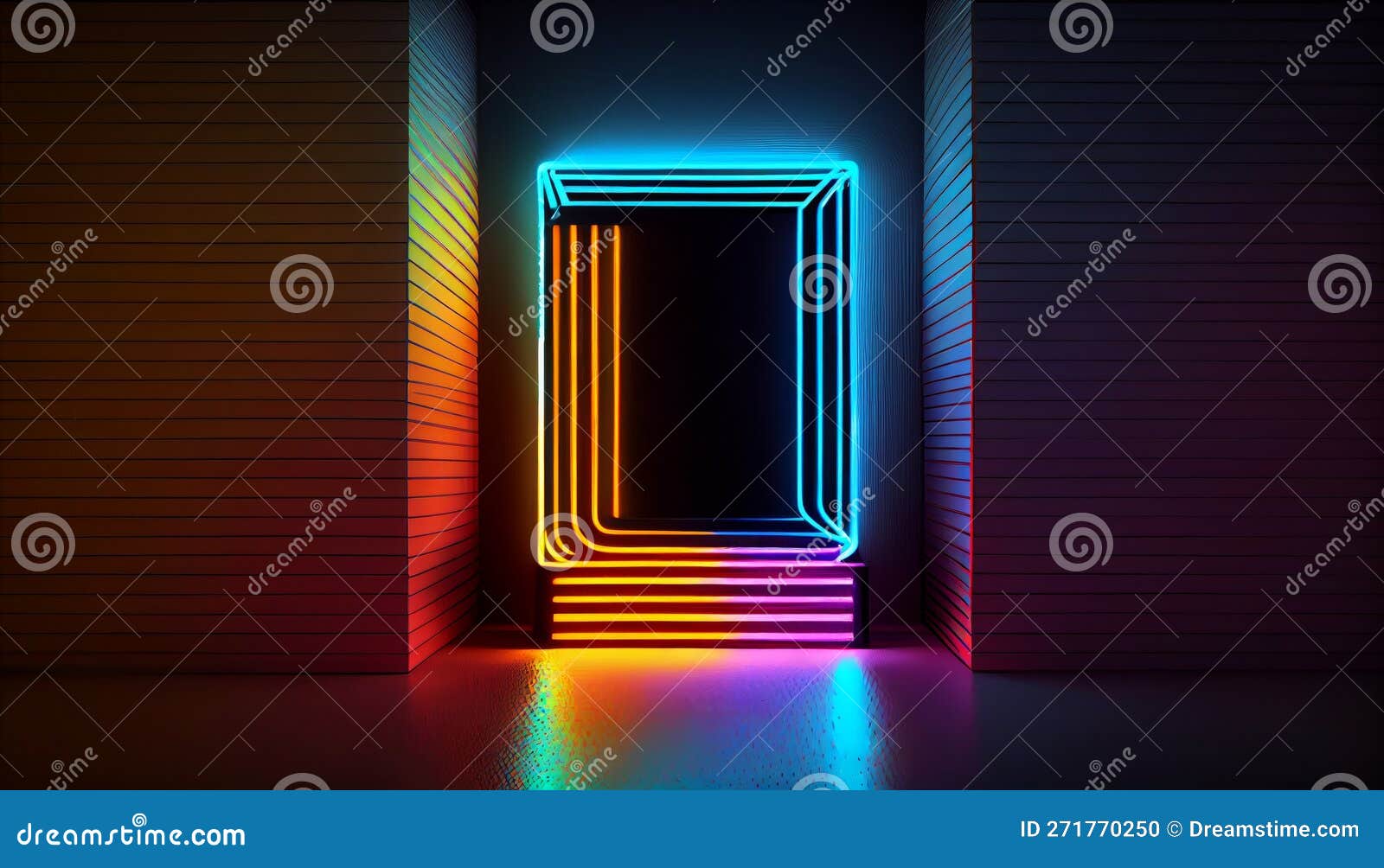 Neon Glowing Door.Neon Lights Background Stock Illustration ...
