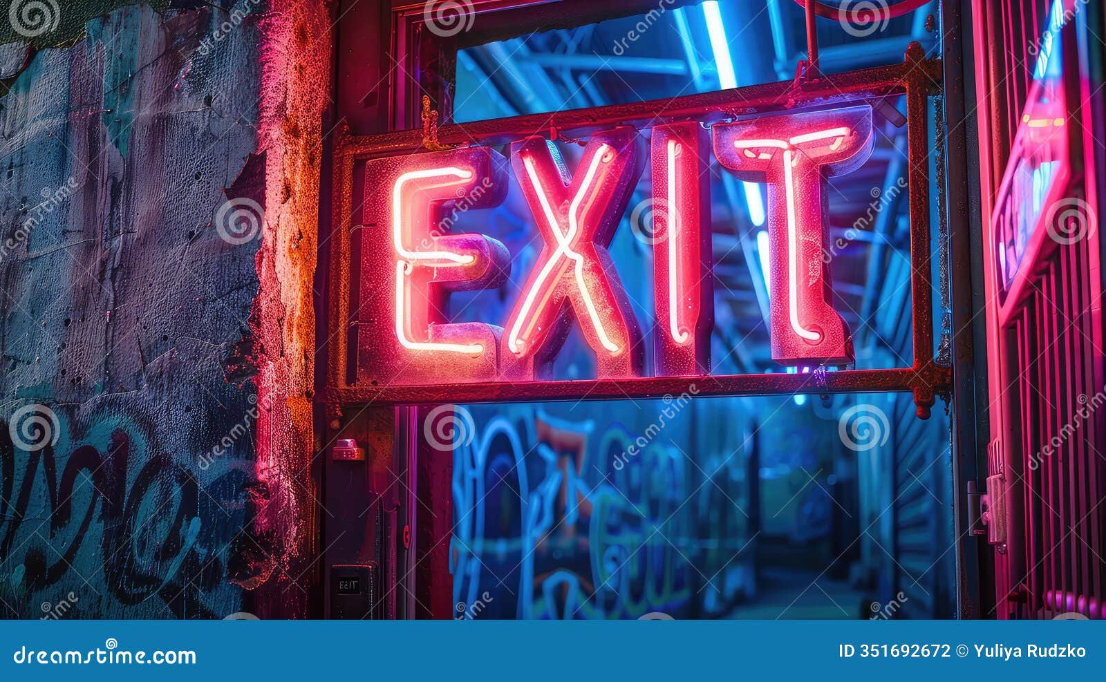 Neon Glowing ?EXIT? Sign: a Bright Beacon in the Dark - Ideal for ...