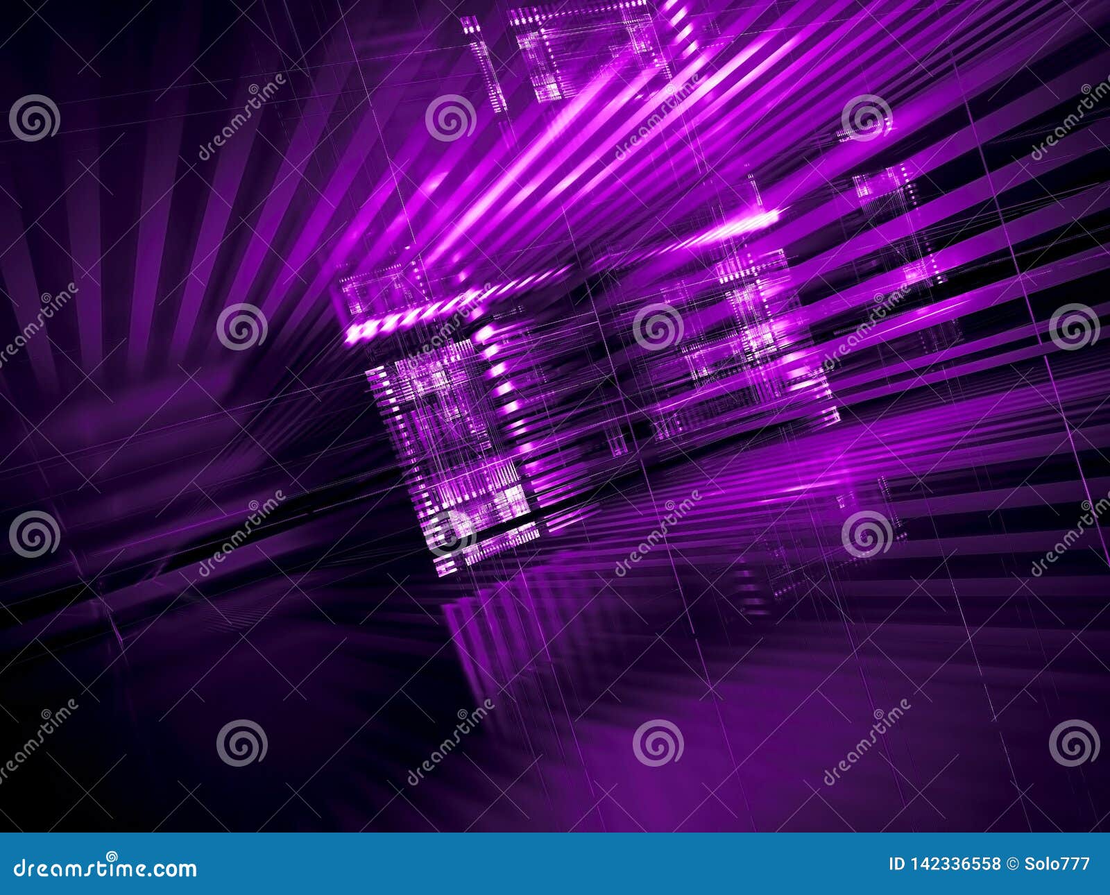 Neon Glowing Grid - Abstract Digitally Generated 3d Illustration Stock ...