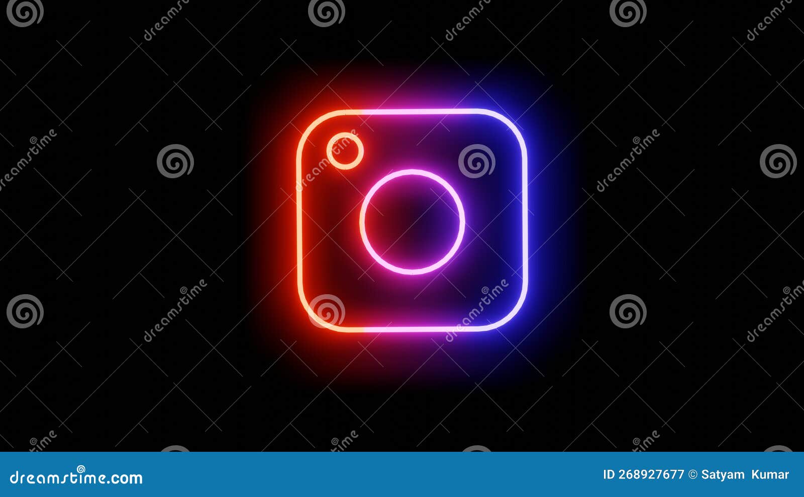 Neon Glowing Instagram Logo Image on Black Background Editorial ...