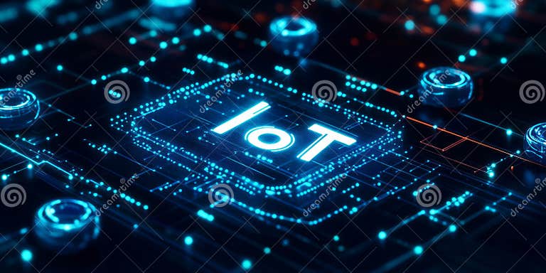 Neon-Glowing IoT Interface with Connected Devices in a High-Tech ...