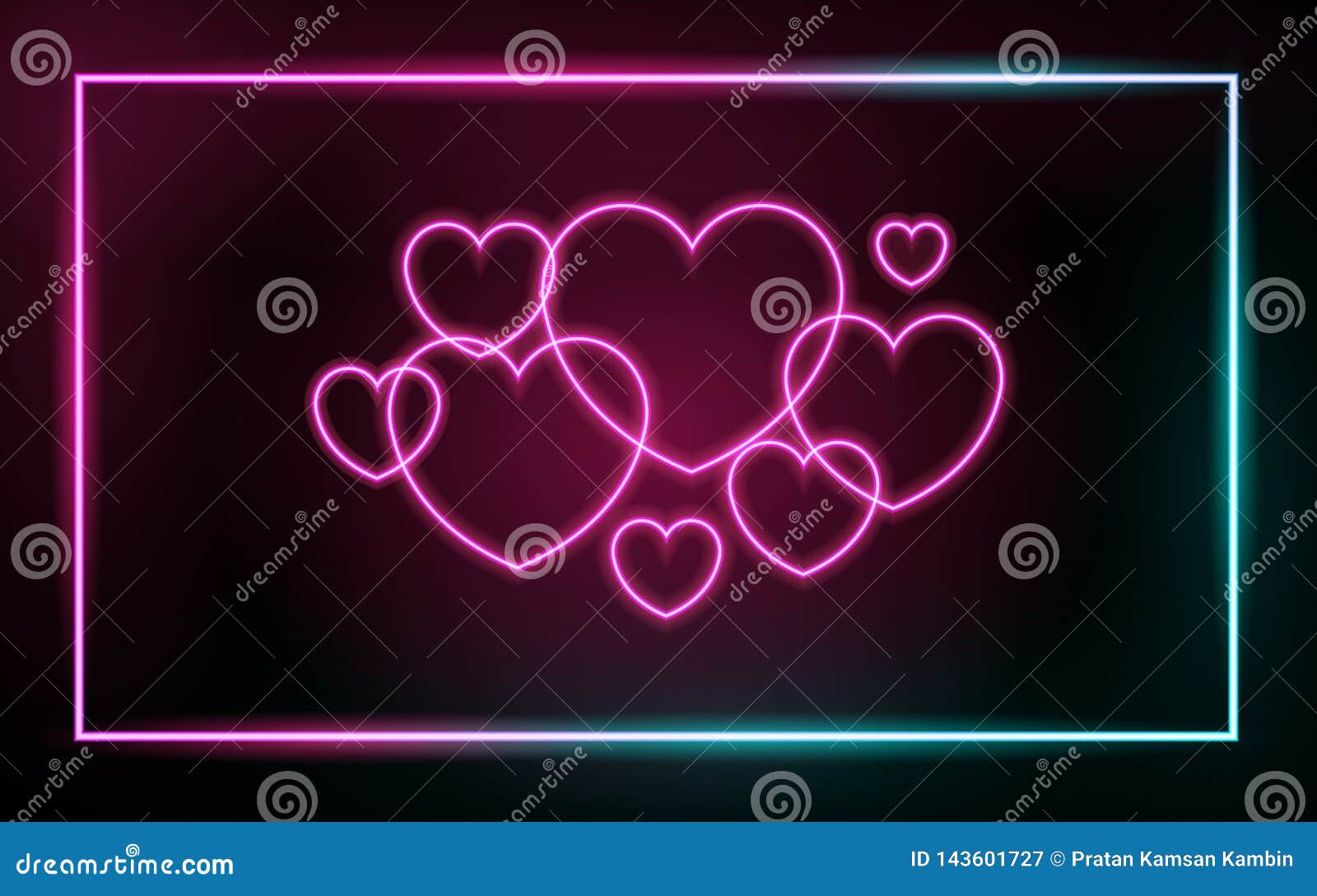 Neon Glowing Lines, Love Concept, Heart Neon Background Design Stock ...