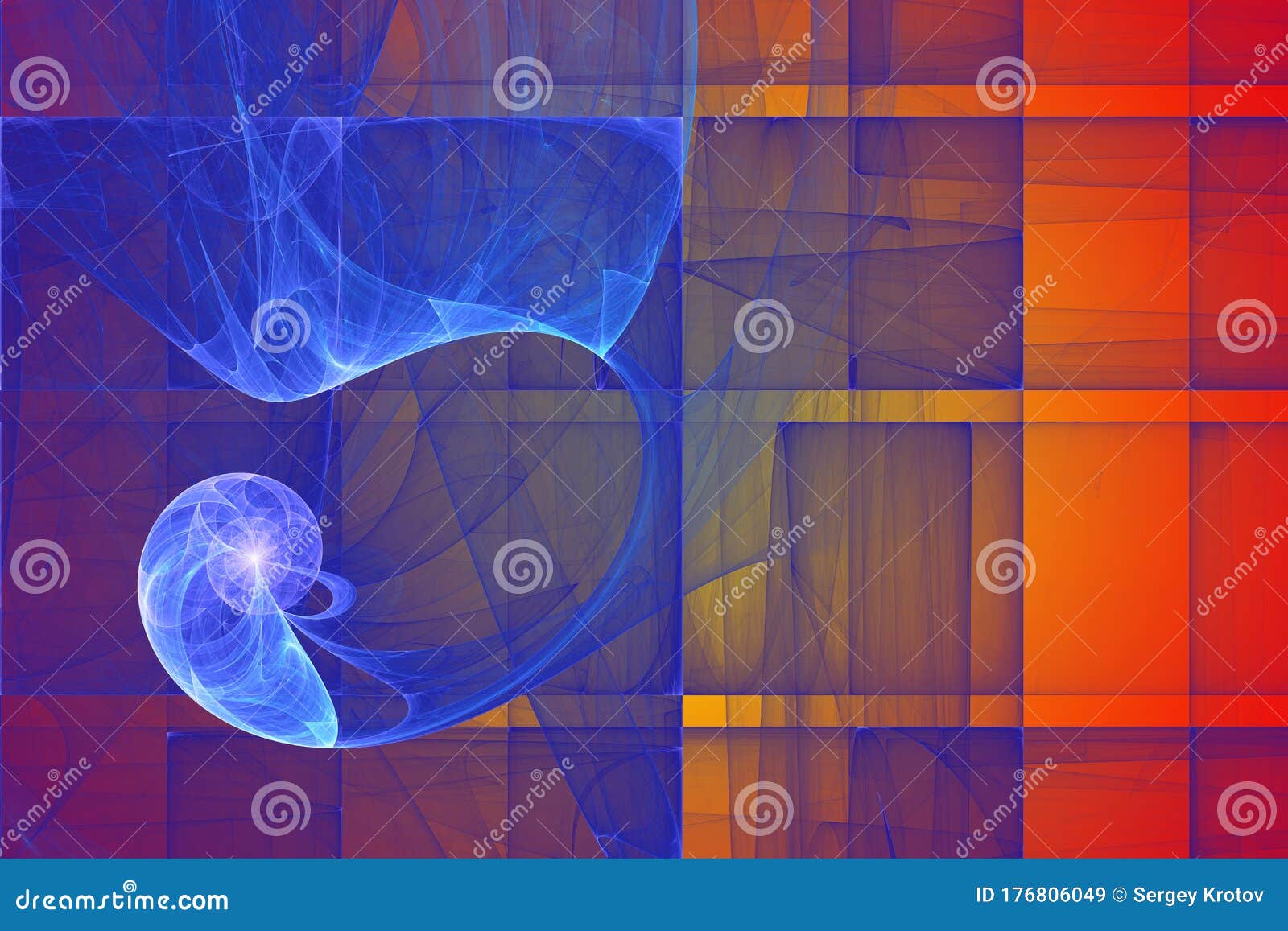 Neon Glowing Lines and Shapes Flying in the Space. Geometric Sci-fi ...