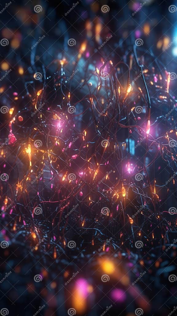 Neon-Glowing Network of Highly Connected Neurons . Stock Illustration ...