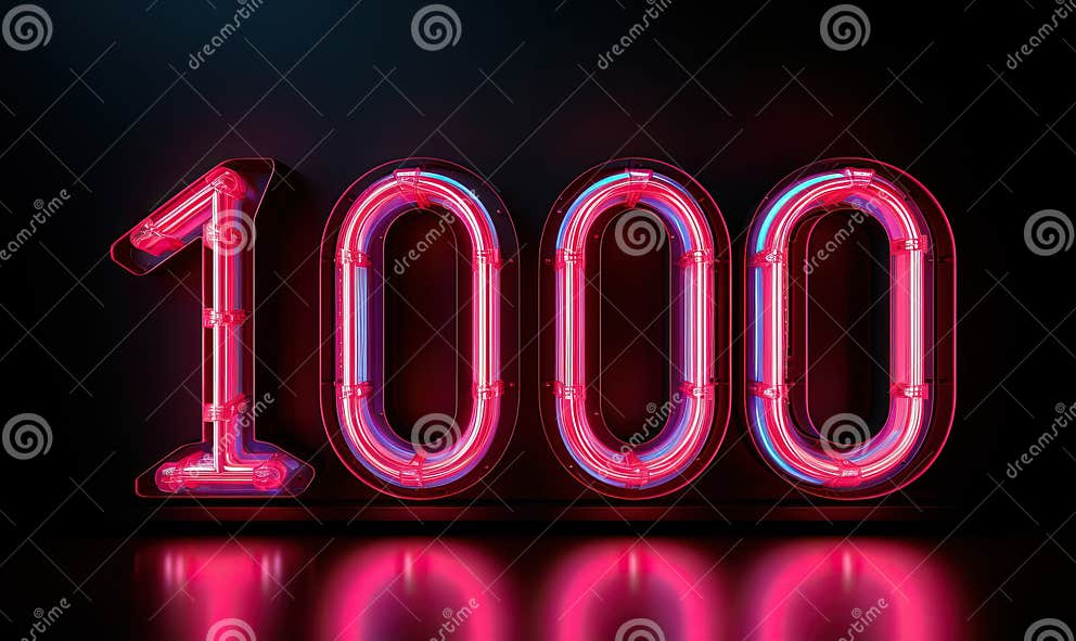 Neon Glowing Numbers on a Dark Background. Stock Illustration ...