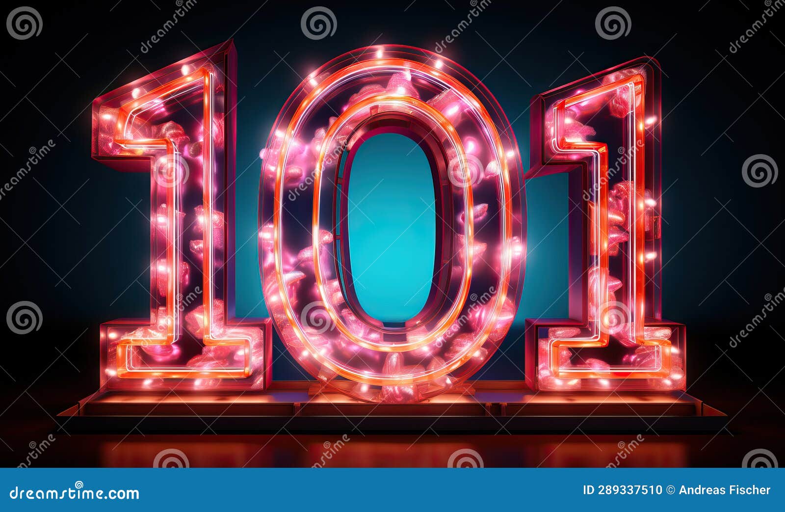 Neon Glowing Numbers on a Dark Background. Stock Illustration ...