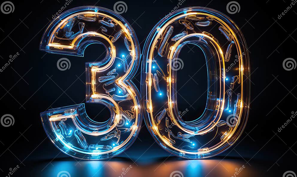 Neon Glowing Numbers on a Dark Background. Stock Illustration ...