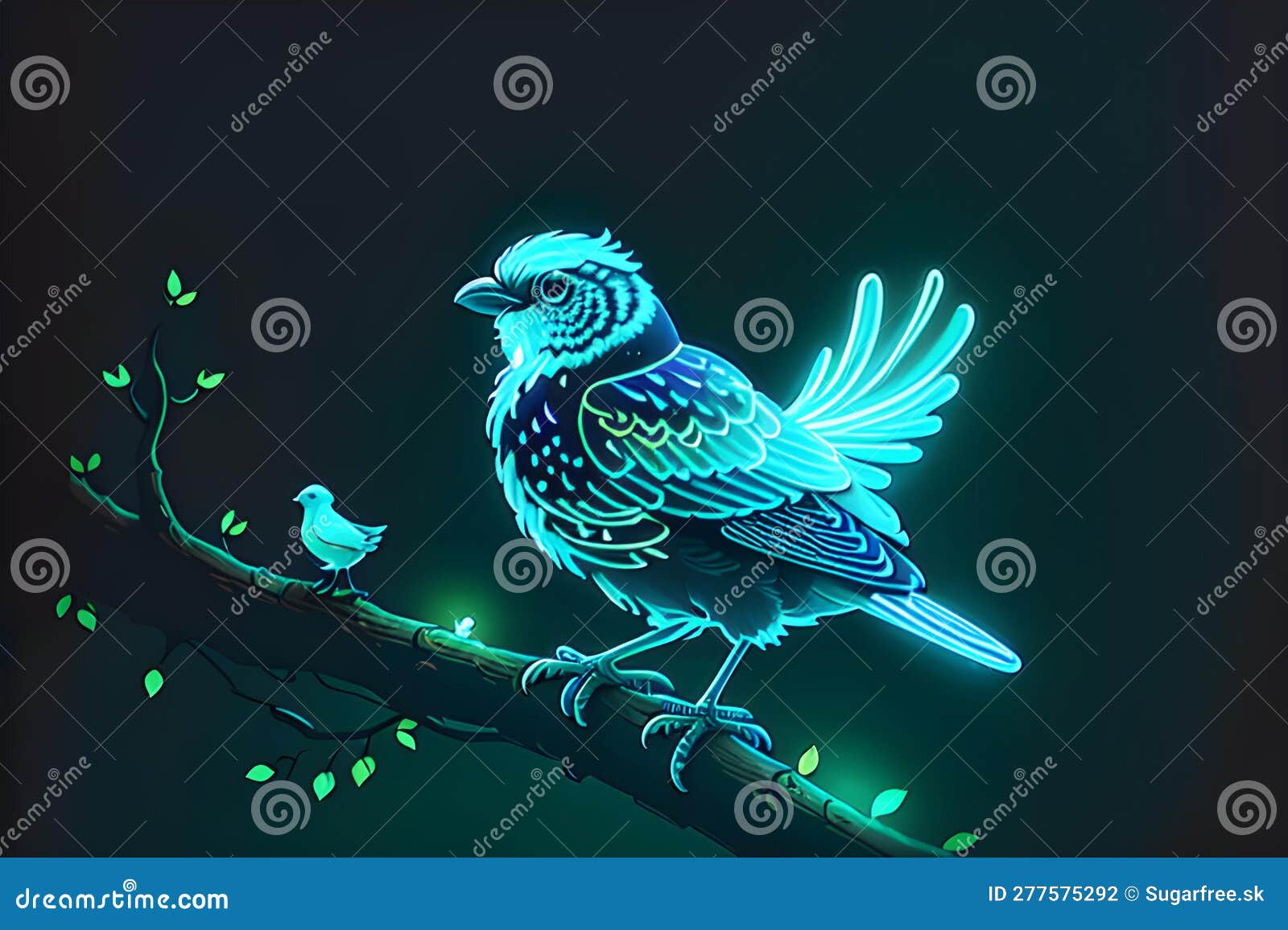 Neon Glowing Outlined Illustration of Bird Stock Illustration ...