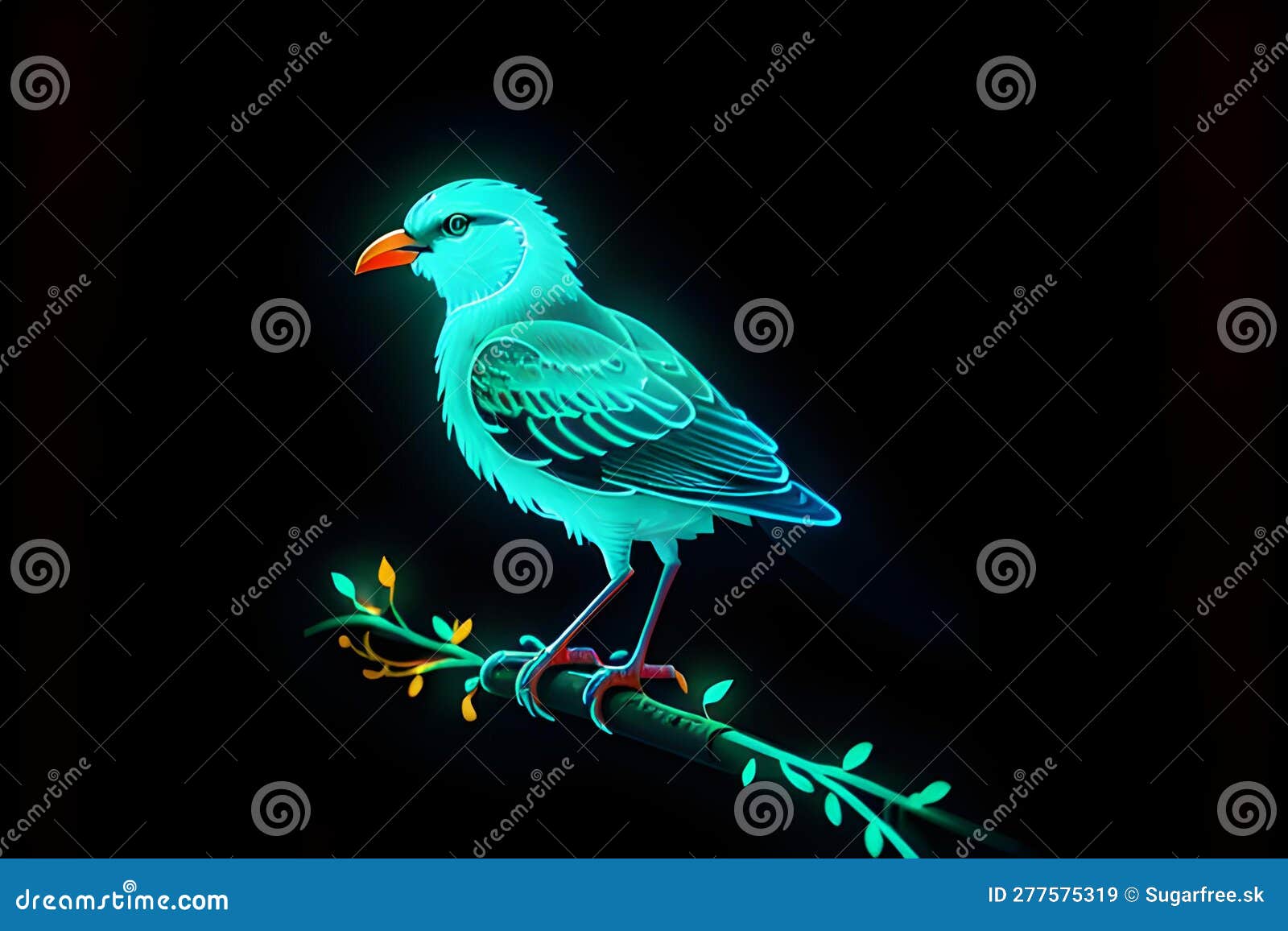 Neon Glowing Outlined Illustration of Bird Stock Illustration ...