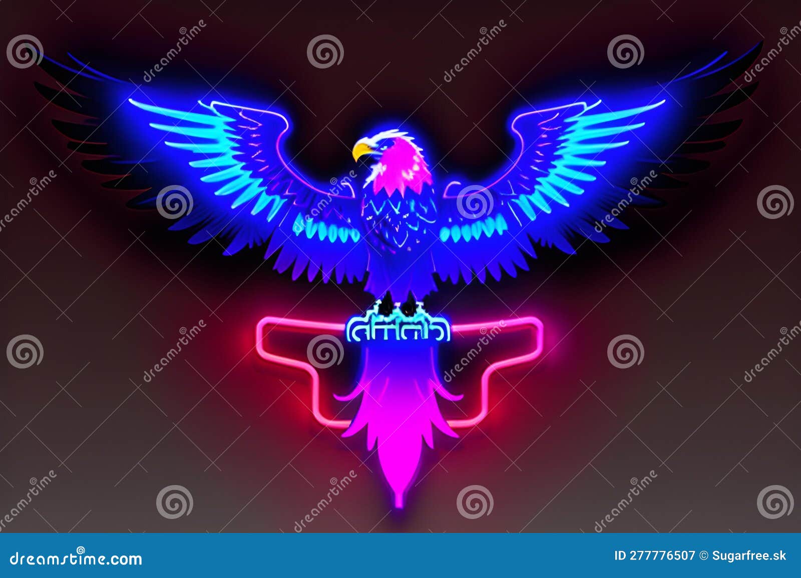 Neon Glowing Outlined Illustration of Colorful Bird Stock Illustration ...