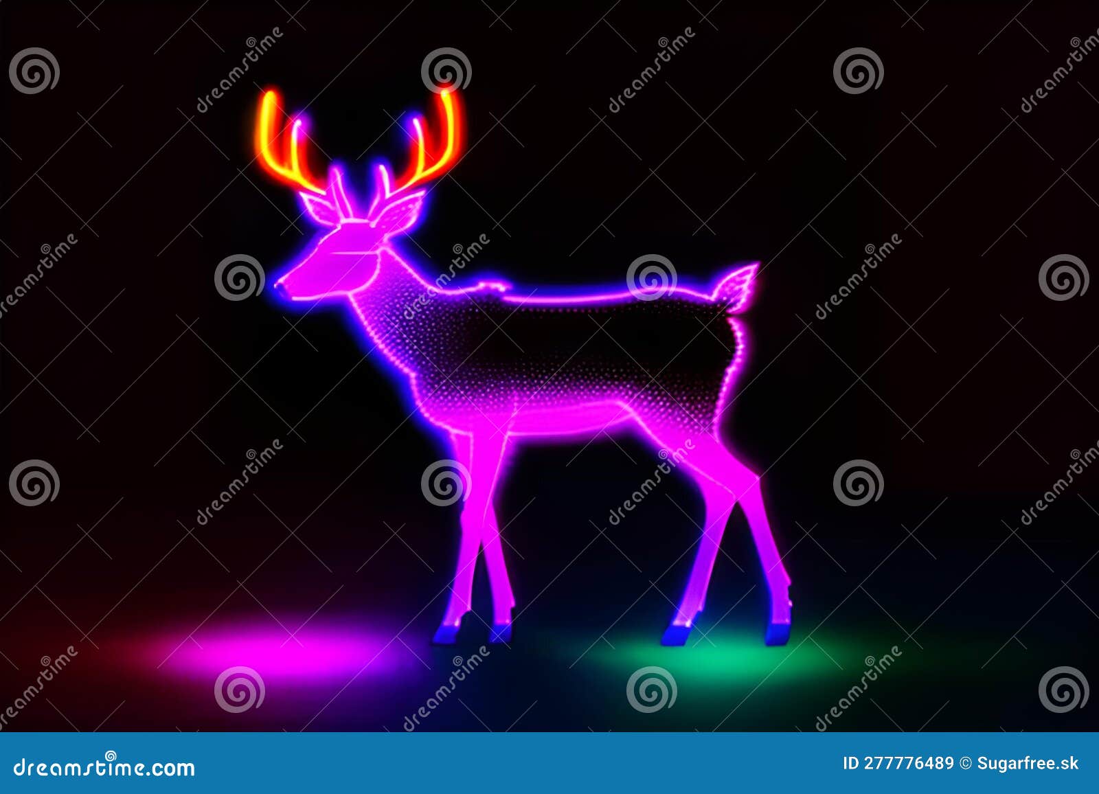 Neon Glowing Outlined Illustration of Colorful Deer Stock Illustration ...