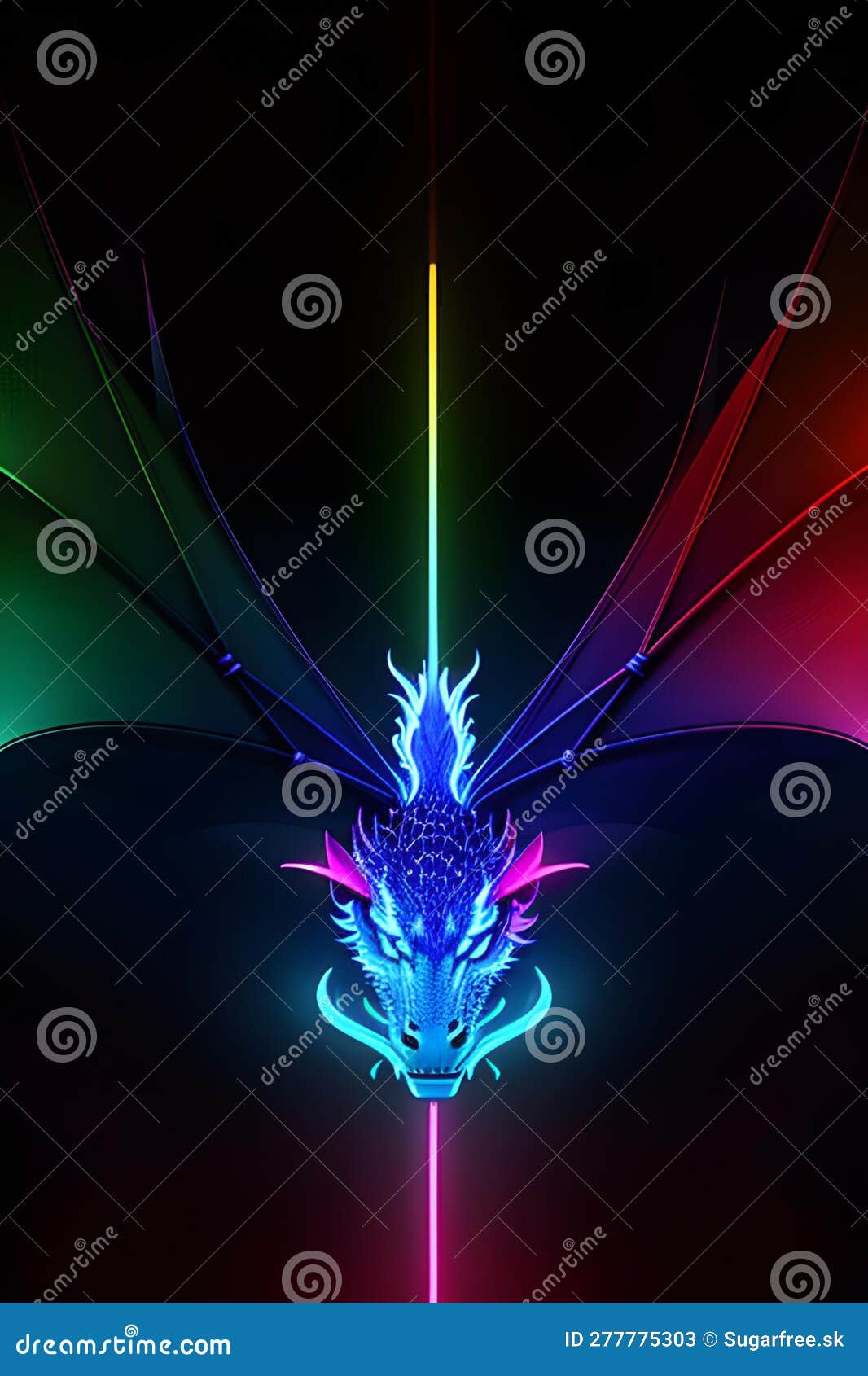Neon Glowing Outlined Illustration of Colorful Dragon Stock ...