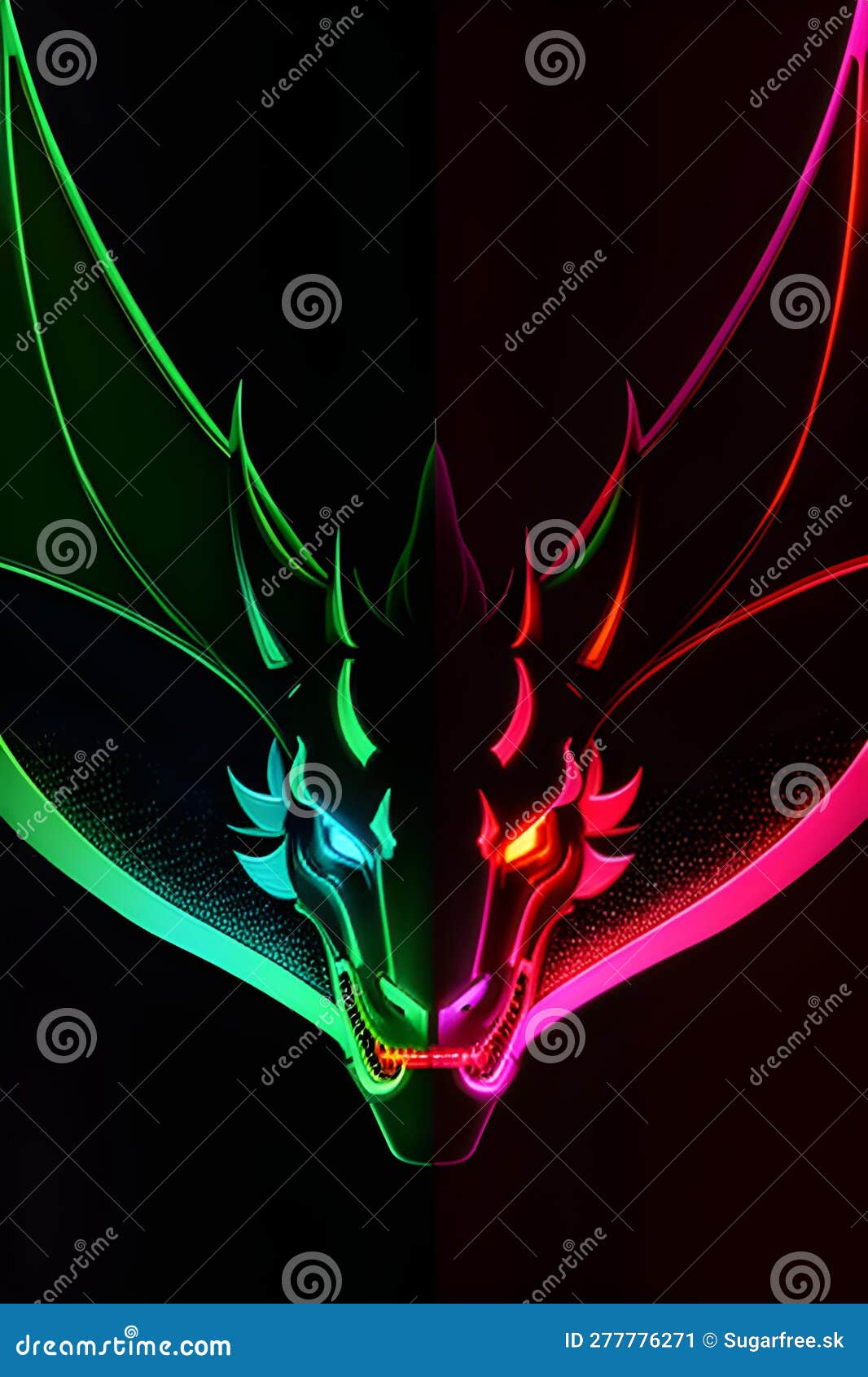 Neon Glowing Outlined Illustration of Colorful Dragon Stock ...