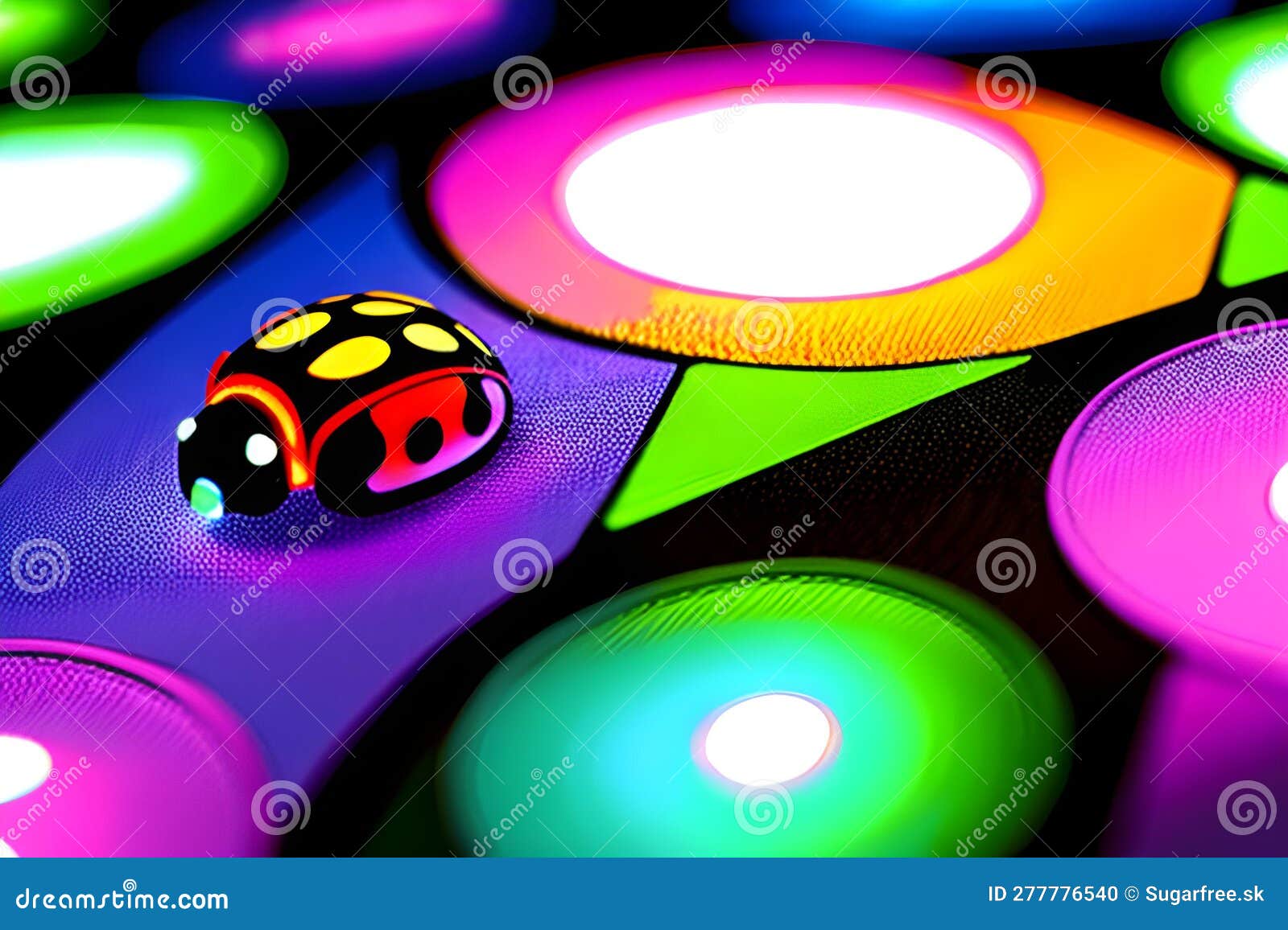 Neon Glowing Outlined Illustration of Colorful Ladybug Stock ...