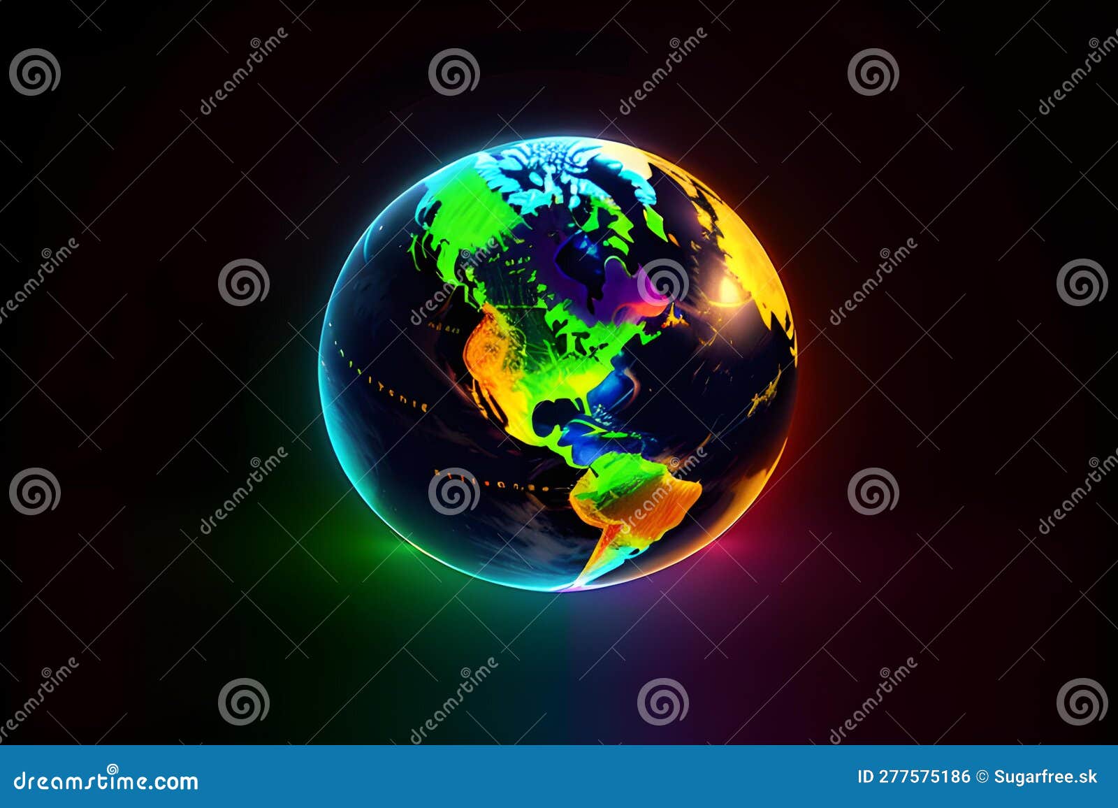 Neon Glowing Outlined Illustration of Earth Stock Illustration ...