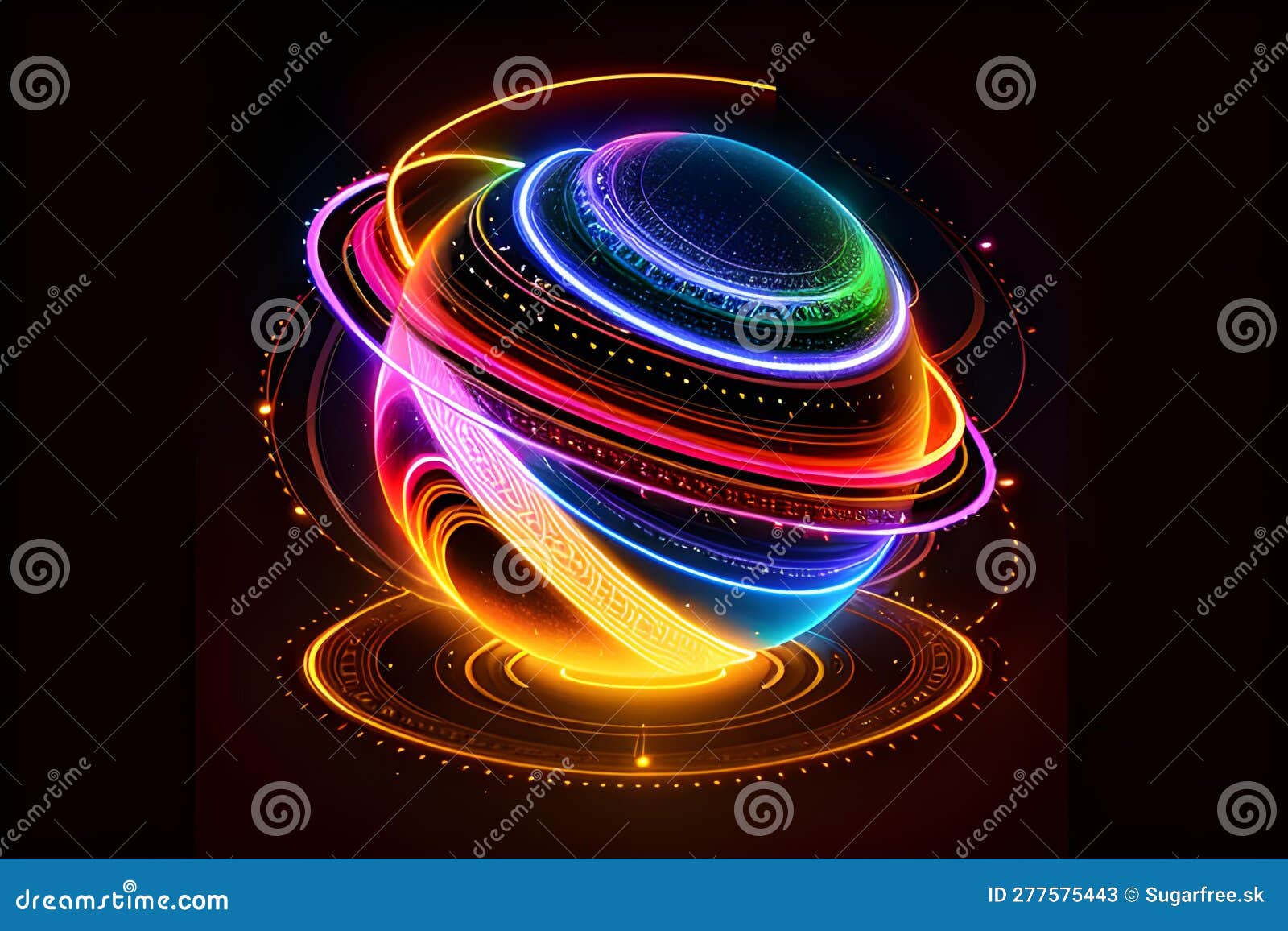 Neon Glowing Outlined Illustration of Earth Stock Illustration ...