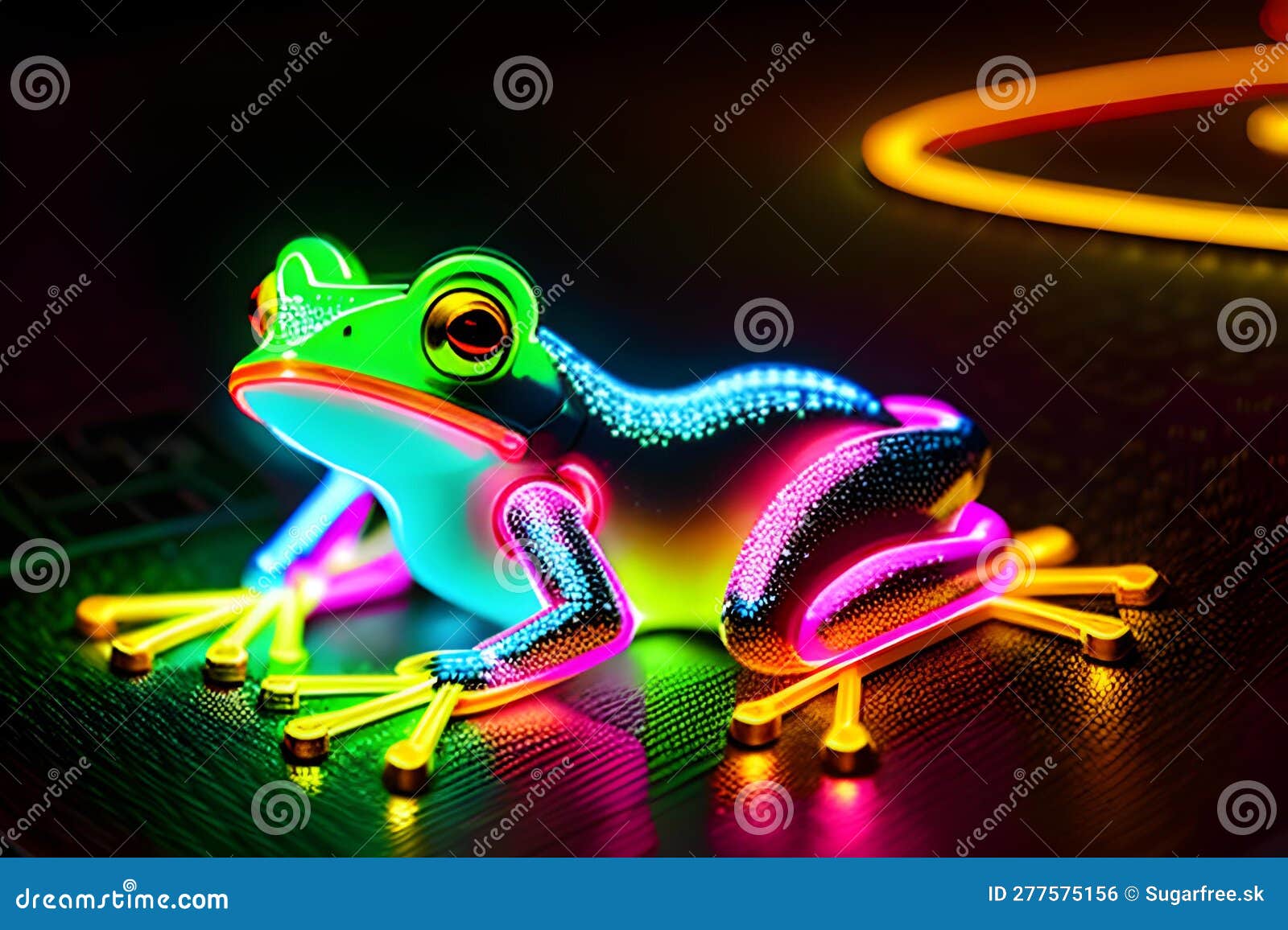 Neon Glowing Outlined Illustration of Frog Stock Illustration ...