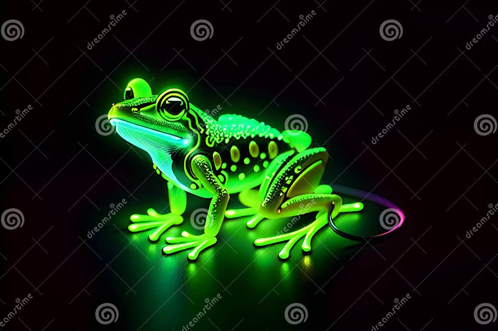 Neon Glowing Outlined Illustration of Frog Stock Illustration ...