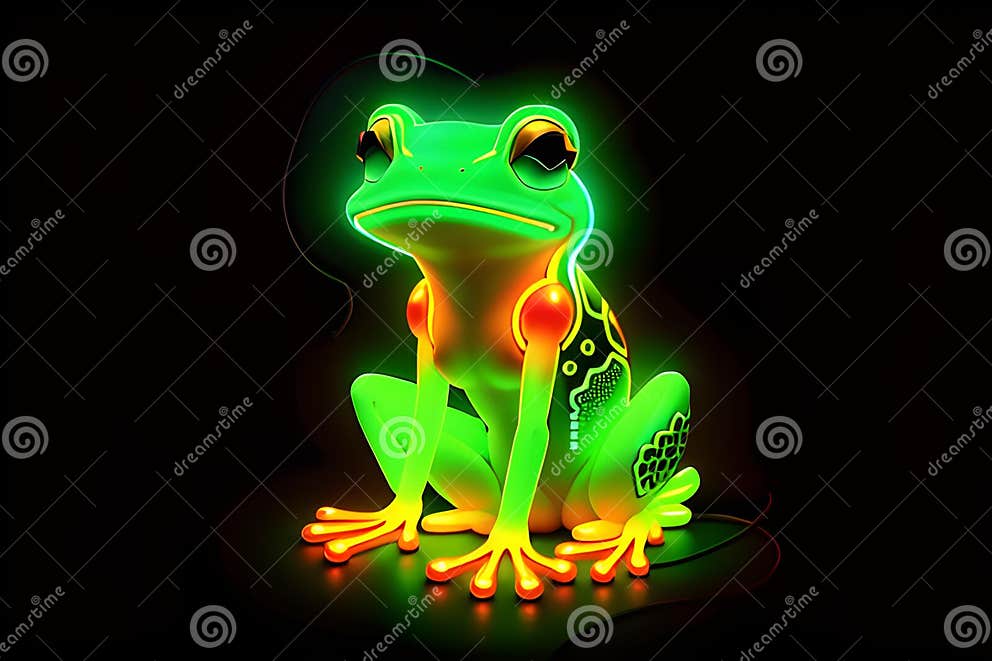 Neon Glowing Outlined Illustration of Frog Stock Illustration ...